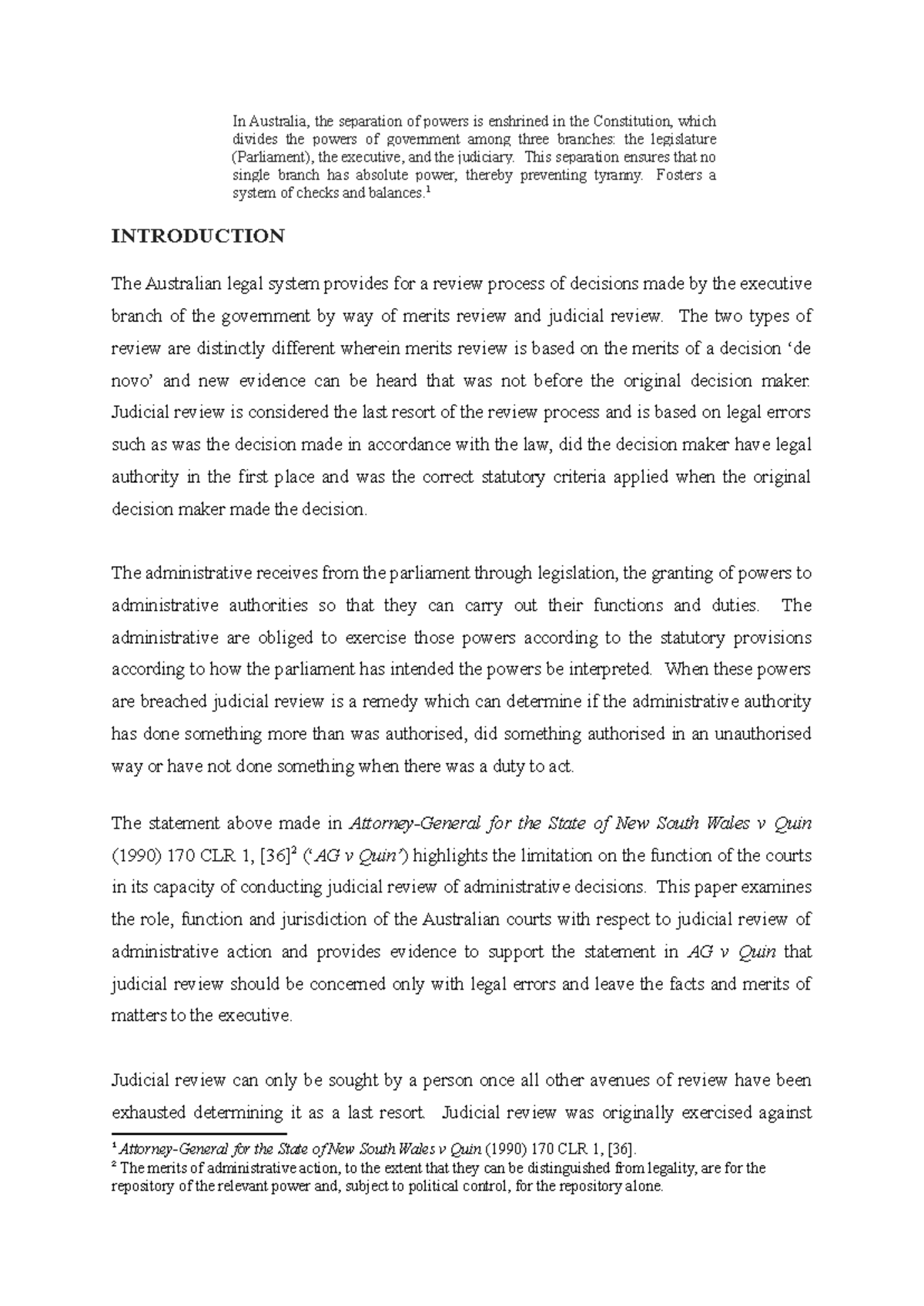 LWZ304 Assessment 2: Judicial Review in Australian Administrative Law ...