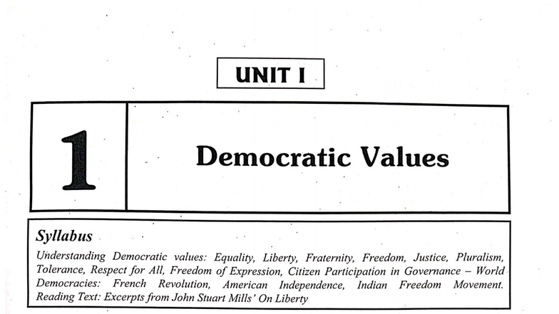 GE3791 HWE UNIT 1 - Test - uNITr Democratic Values Syllabus ...