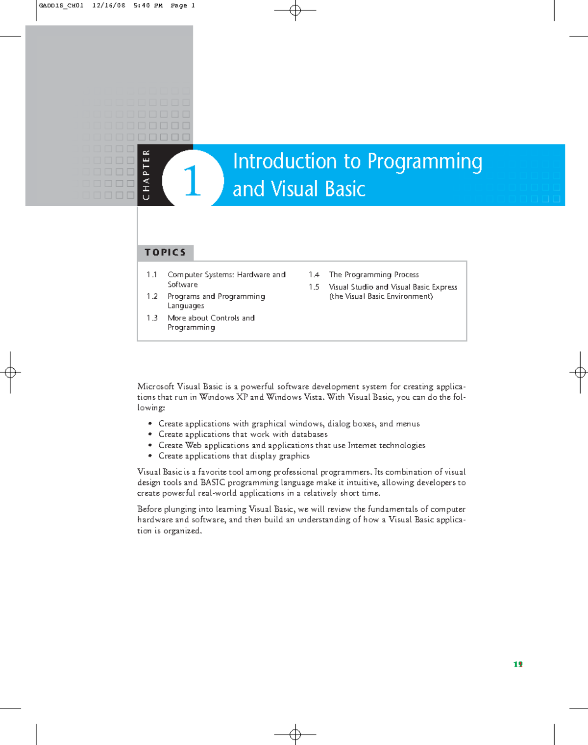 Visual basic programming language - TOPICS Introduction to Programming ...