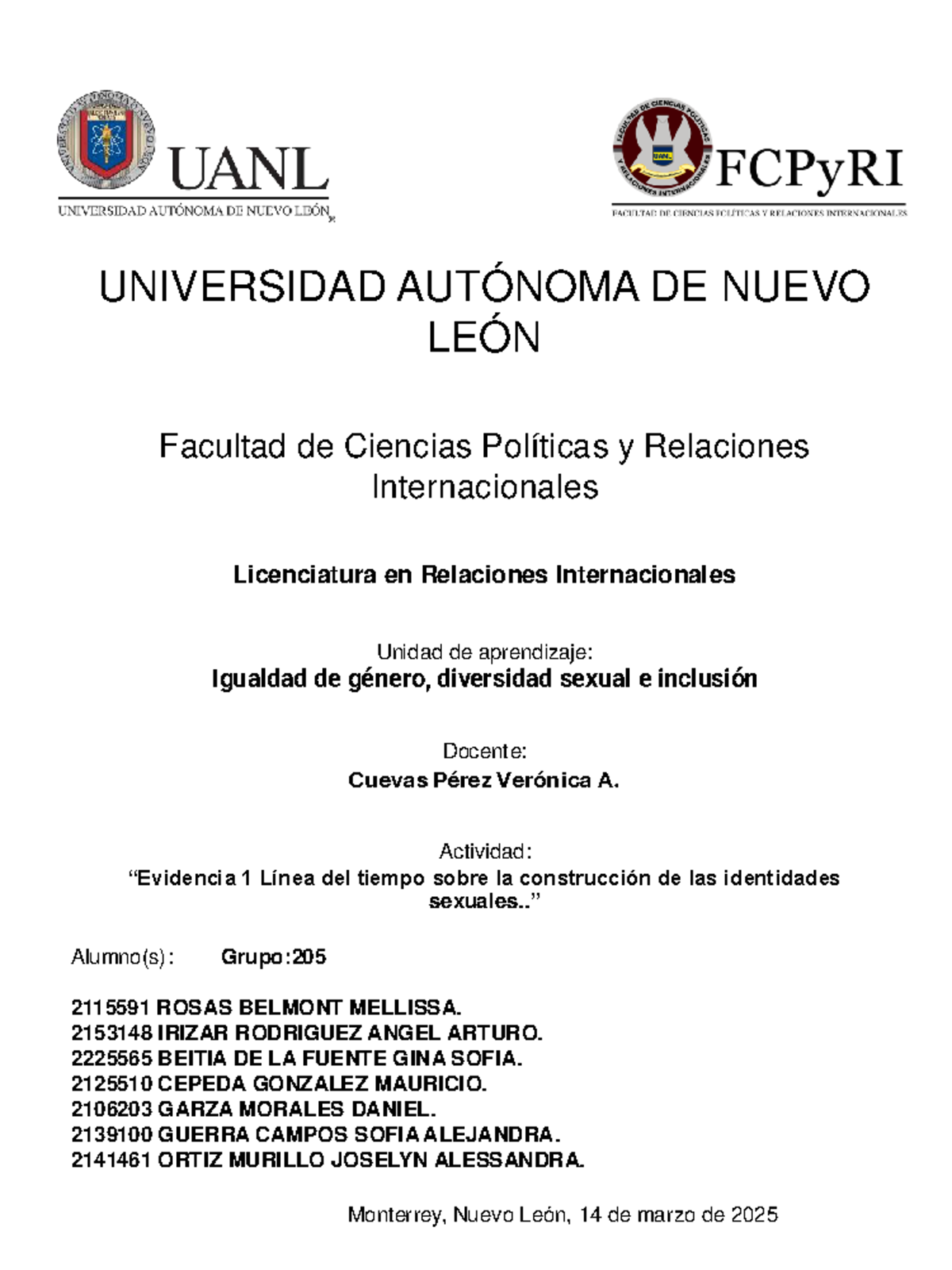 EV1-EQ5 - Línea del Tiempo sobre Identidades Sexuales - Studocu