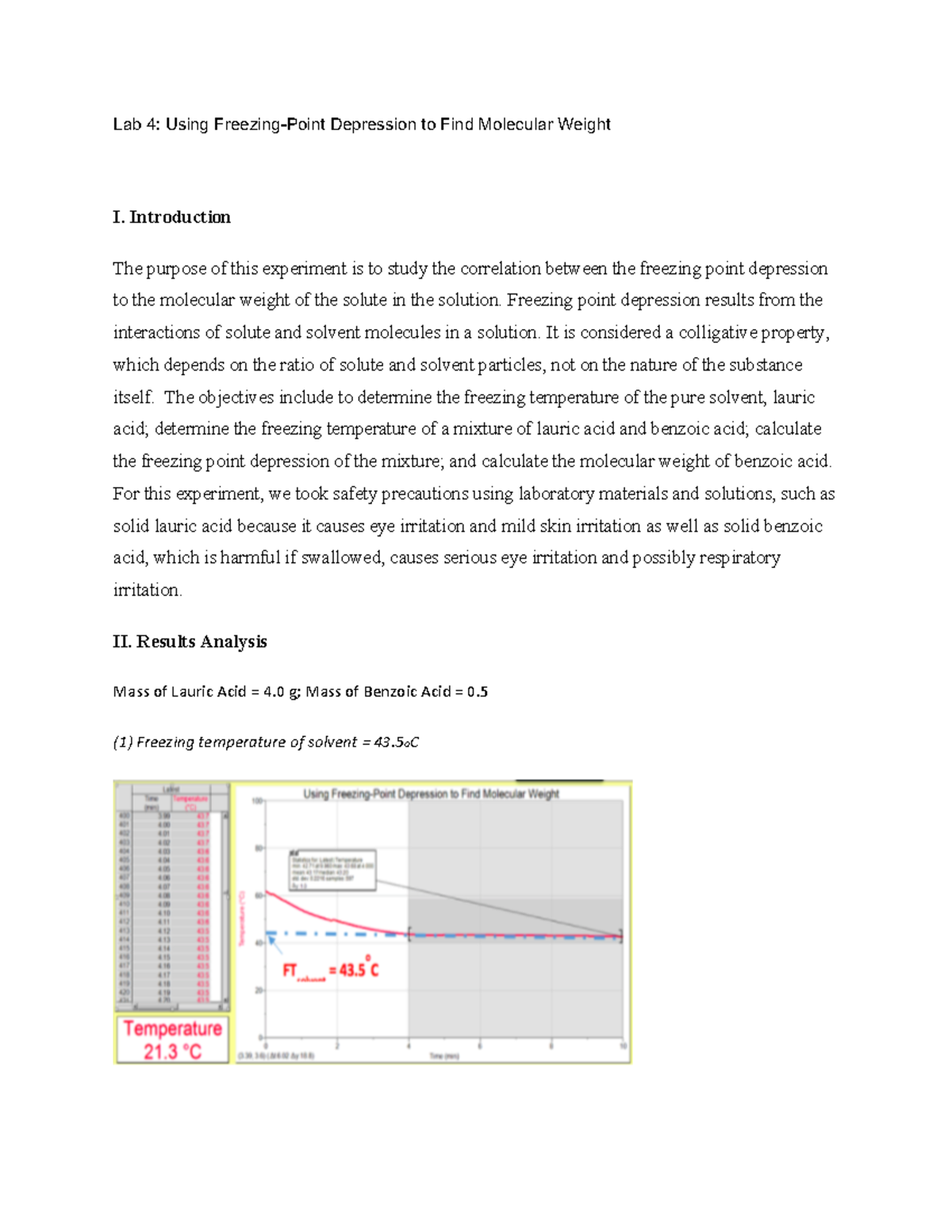 Lab Report 4 - Freezing Point Depression & Molecular Weight Analysis ...