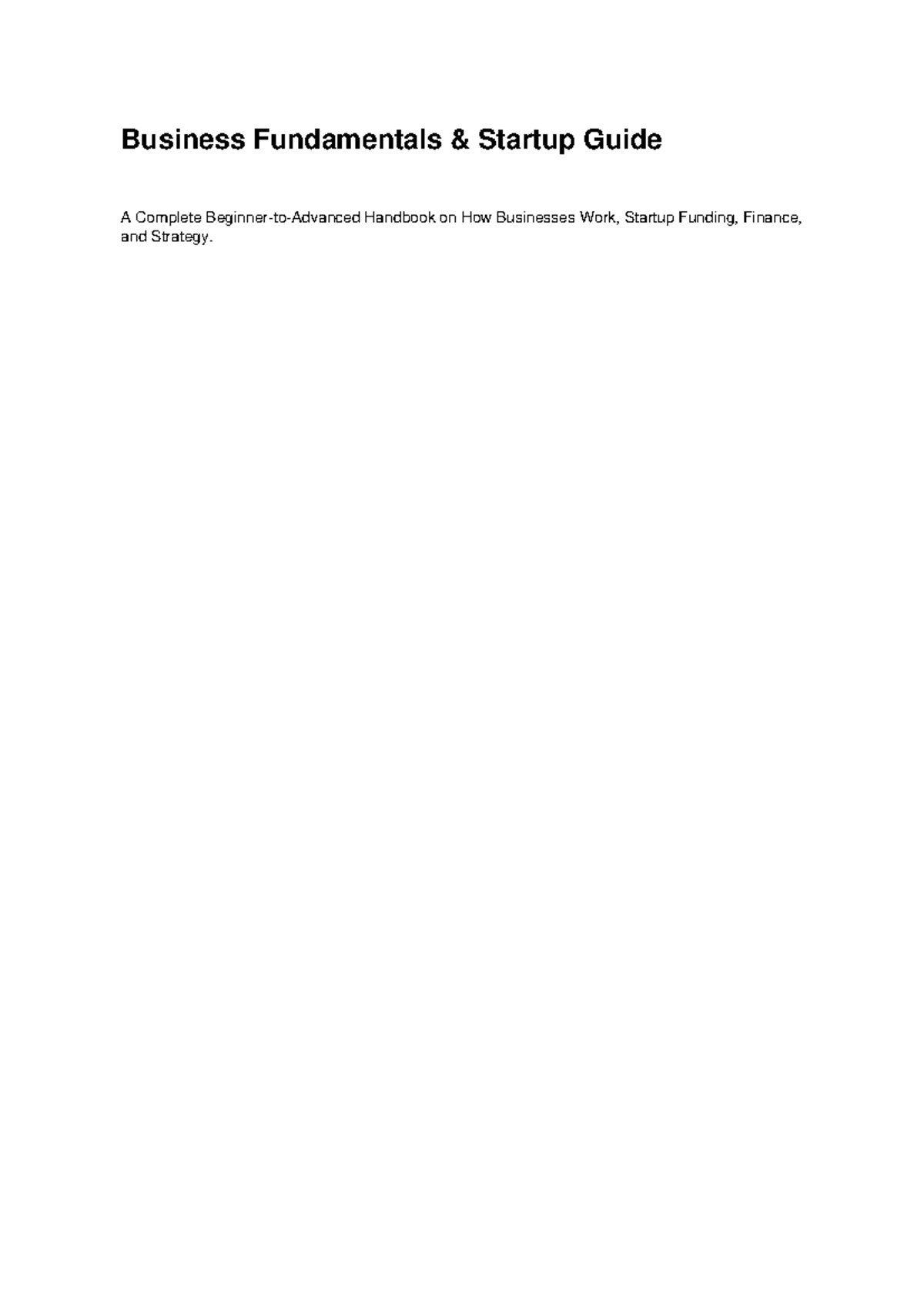 Business Fundamentals (Module 1): Startup Guide & Financial Insights ...