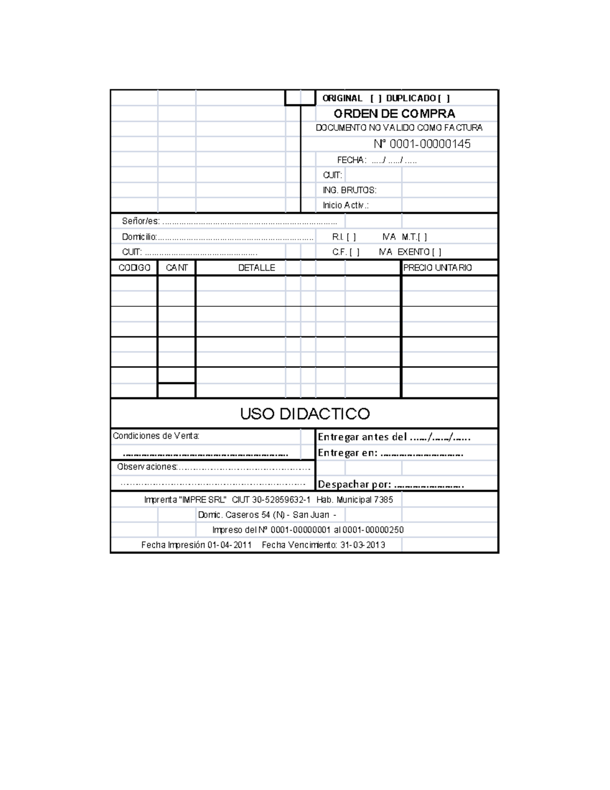 Formularios en Blanco - Varios Documentos Didácticos - Studocu