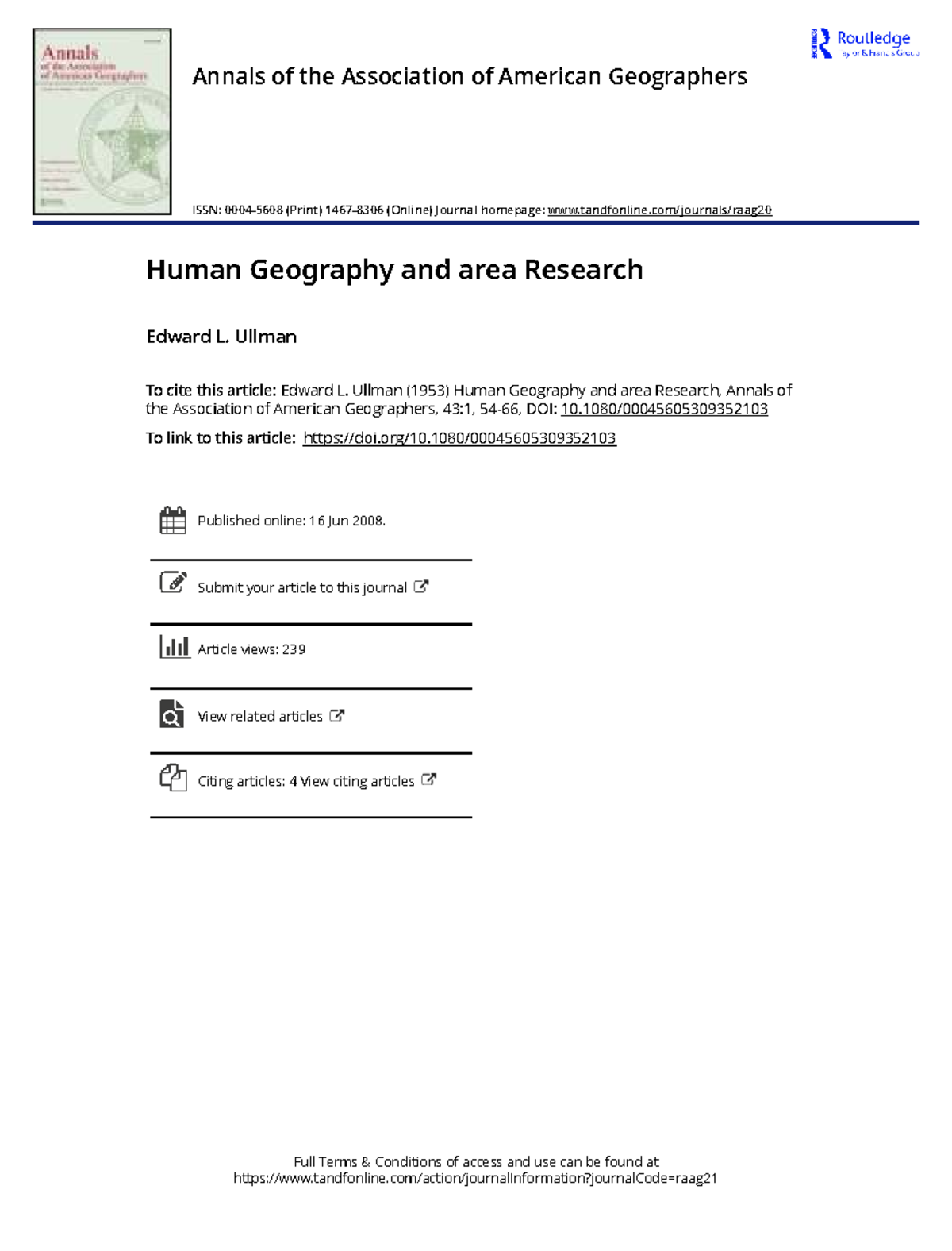 Human Geography and Area Research: Insights on Spatial Interaction ...