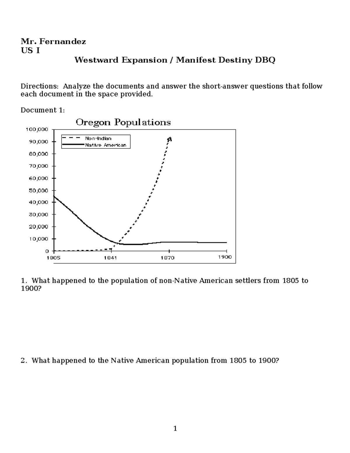 US I Manifest Destiny DBQ: Westward Expansion Analysis & Insights - Studocu
