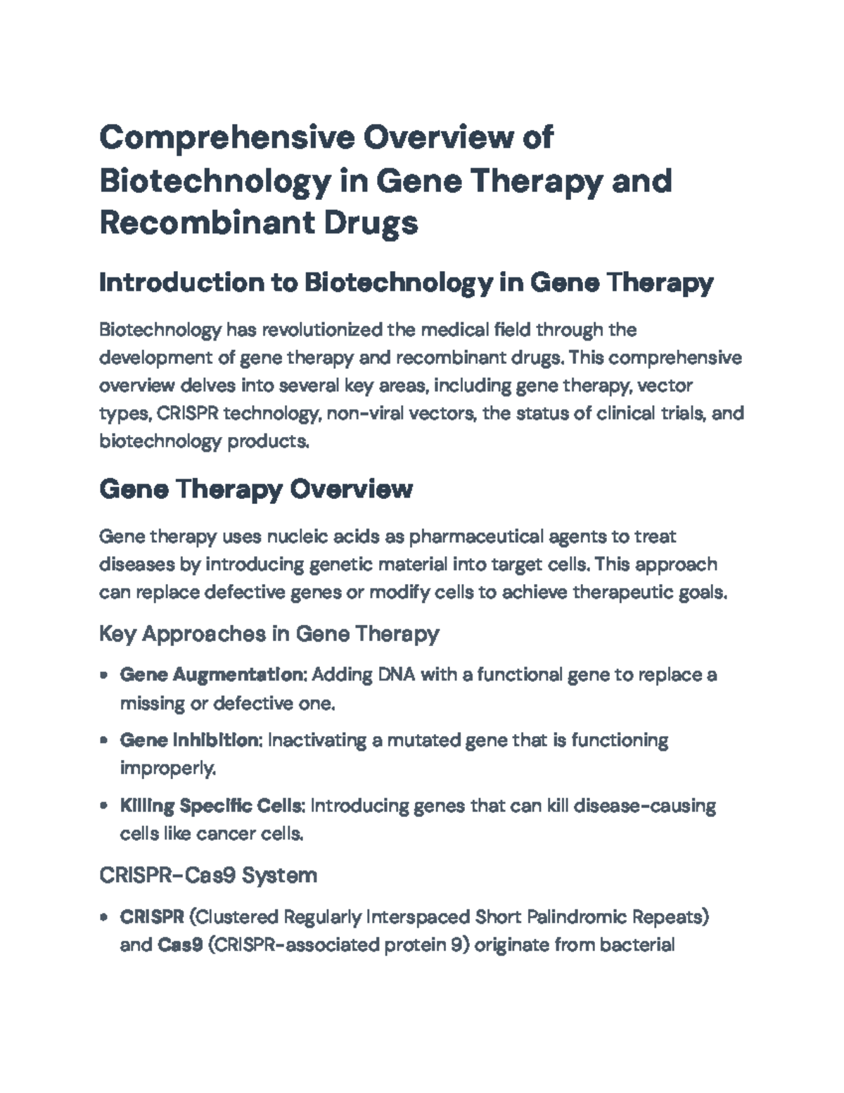 Gene Therapy and Recombinant Drugs: A Comprehensive Overview ...