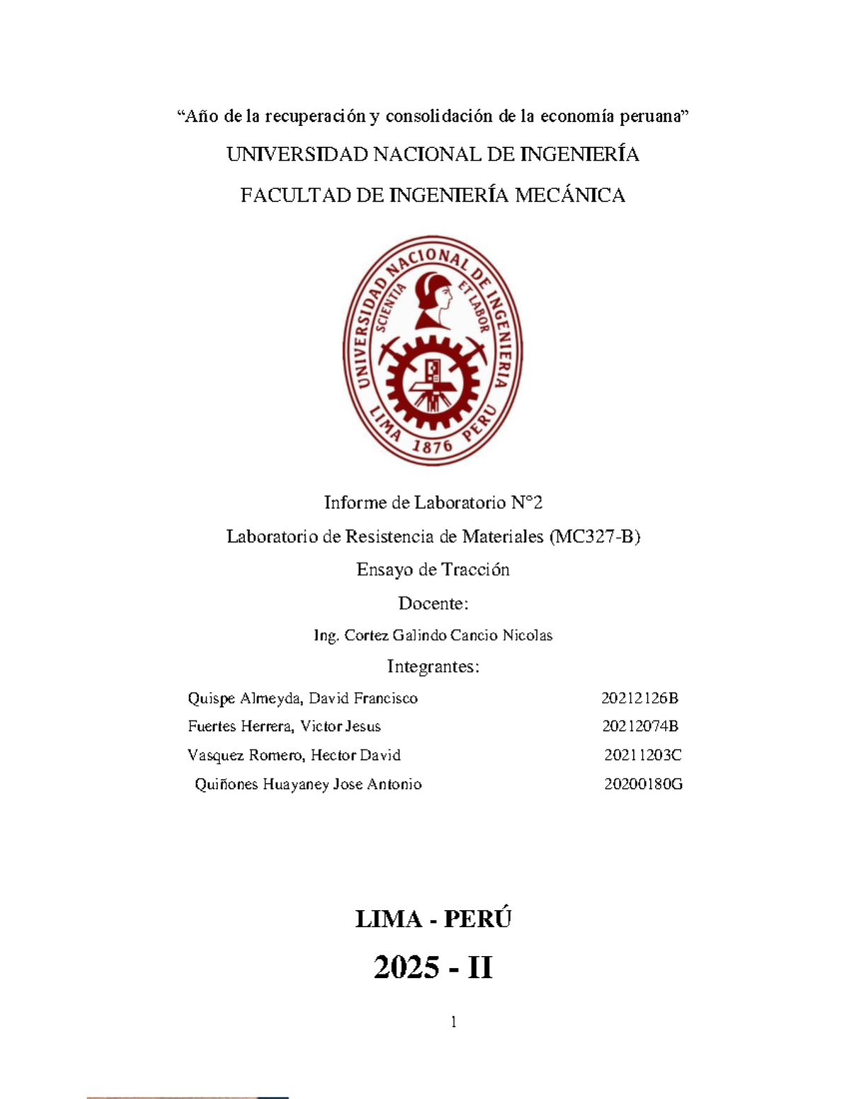 Informe N°2 - Ensayo de Tracción en Materiales ASTM A572 - Studocu