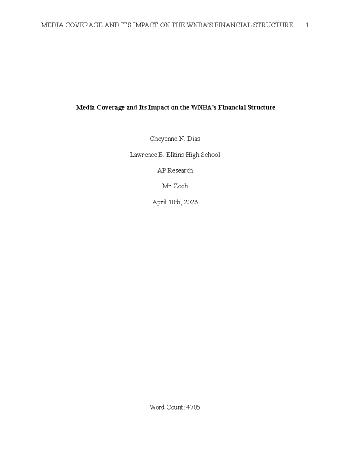 MEDIA COVERAGE AND ITS IMPACT ON WNBA FINANCIAL STRUCTURE (AP Research ...