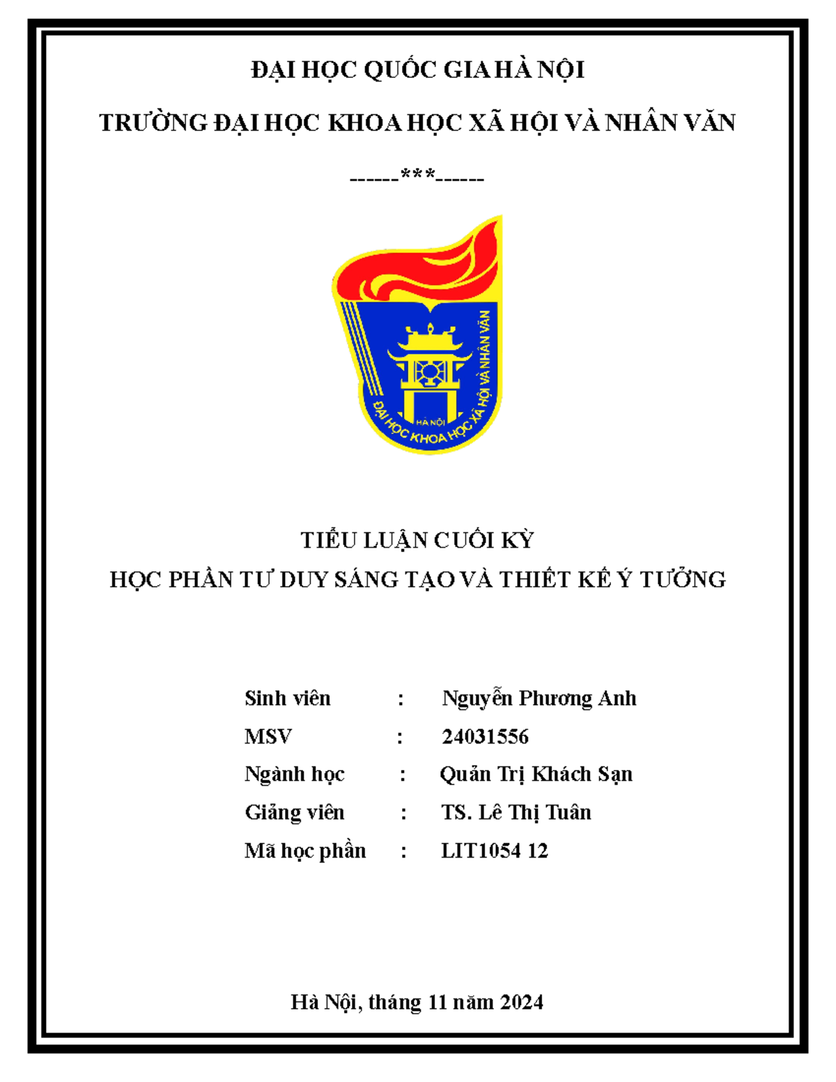 TDST&TKYT - Tiểu luận TDST&TKYT - ĐẠI HỌC QUỐC GIA HÀ NỘI TRƯỜNG ĐẠI HỌC KHOA HỌC XÃ HỘI VÀ NHÂN ...