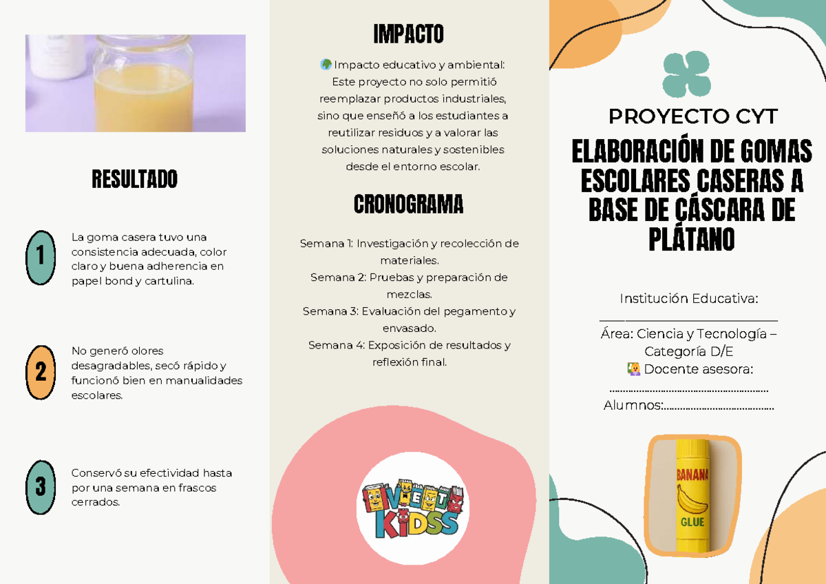 Proyecto CYT: Gomas Escolares Caseras y su Impacto Educativo - Studocu