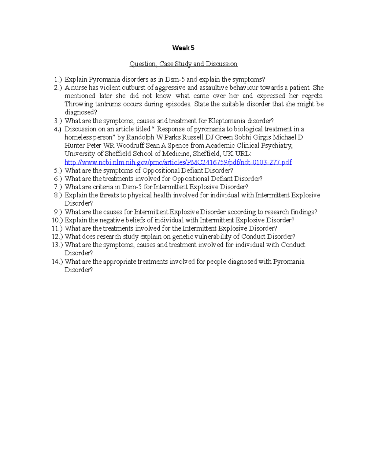 Week 5 Tutorial Questions - Week 5 Question, Case Study and Discussion ...