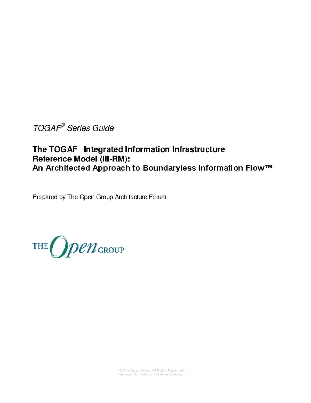 TOGAF® Integrated Information Infrastructure Reference Model Guide ...