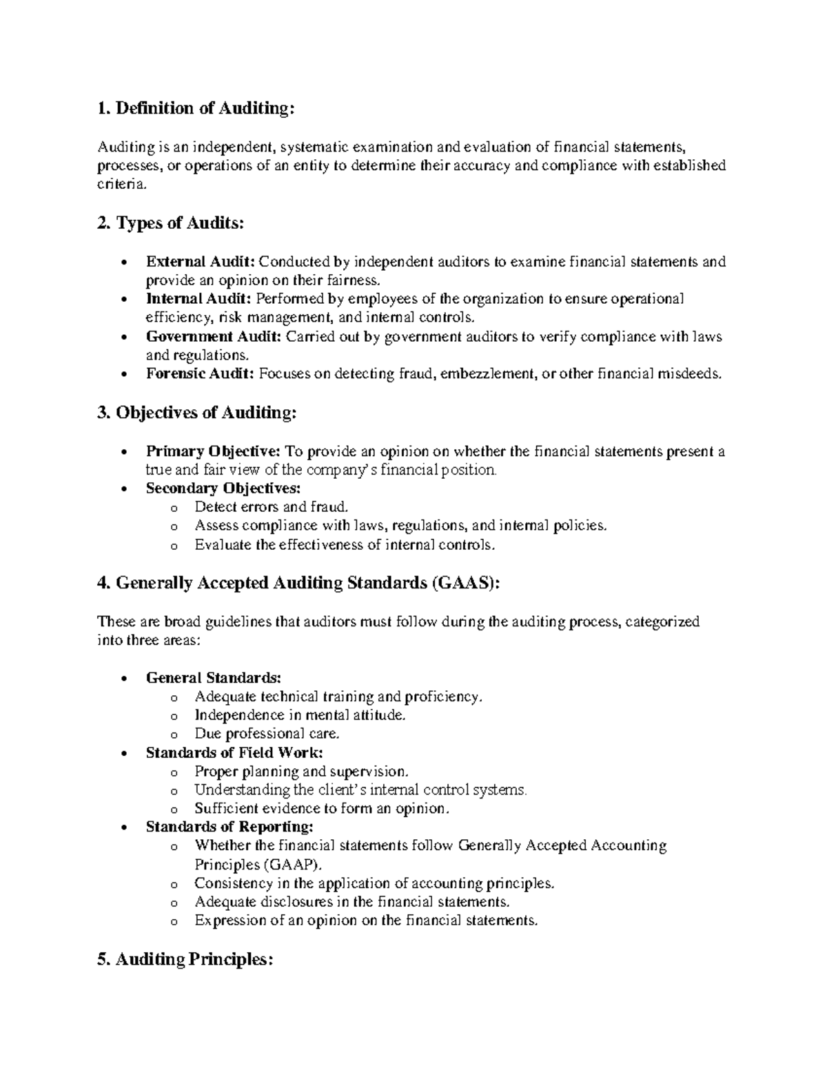 Auditing Theory Notes: Definitions, Objectives, & Standards - Studocu