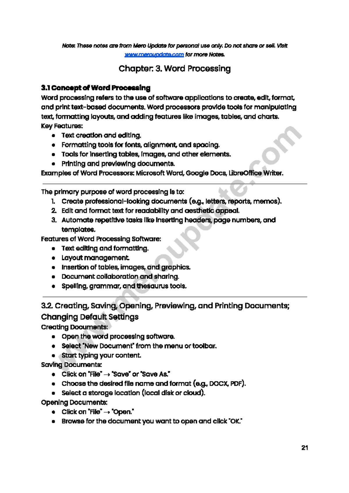 Chapter 3 Notes: Understanding Word Processing Concepts and Features ...