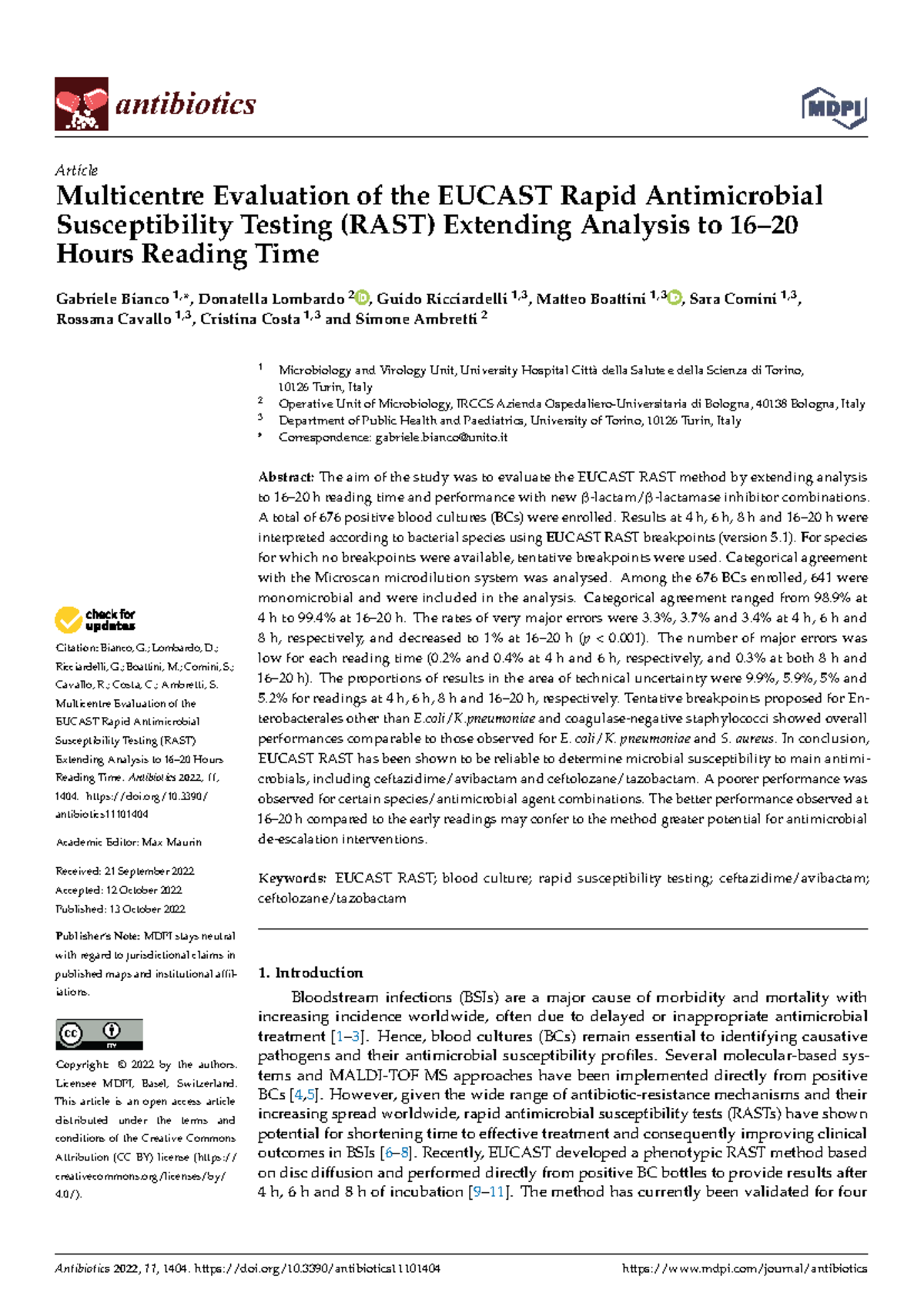 Multicentre Evaluation of EUCAST RAST: Antimicrobial Susceptibility ...