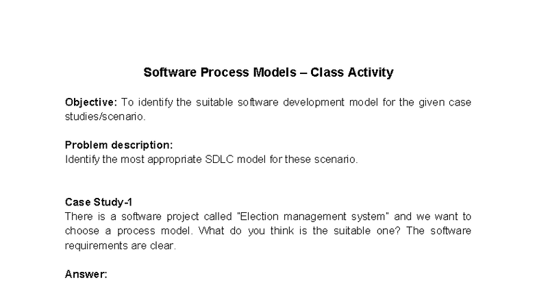 CSC577 Software Process Models: Choosing the Right SDLC for Automation - Studocu