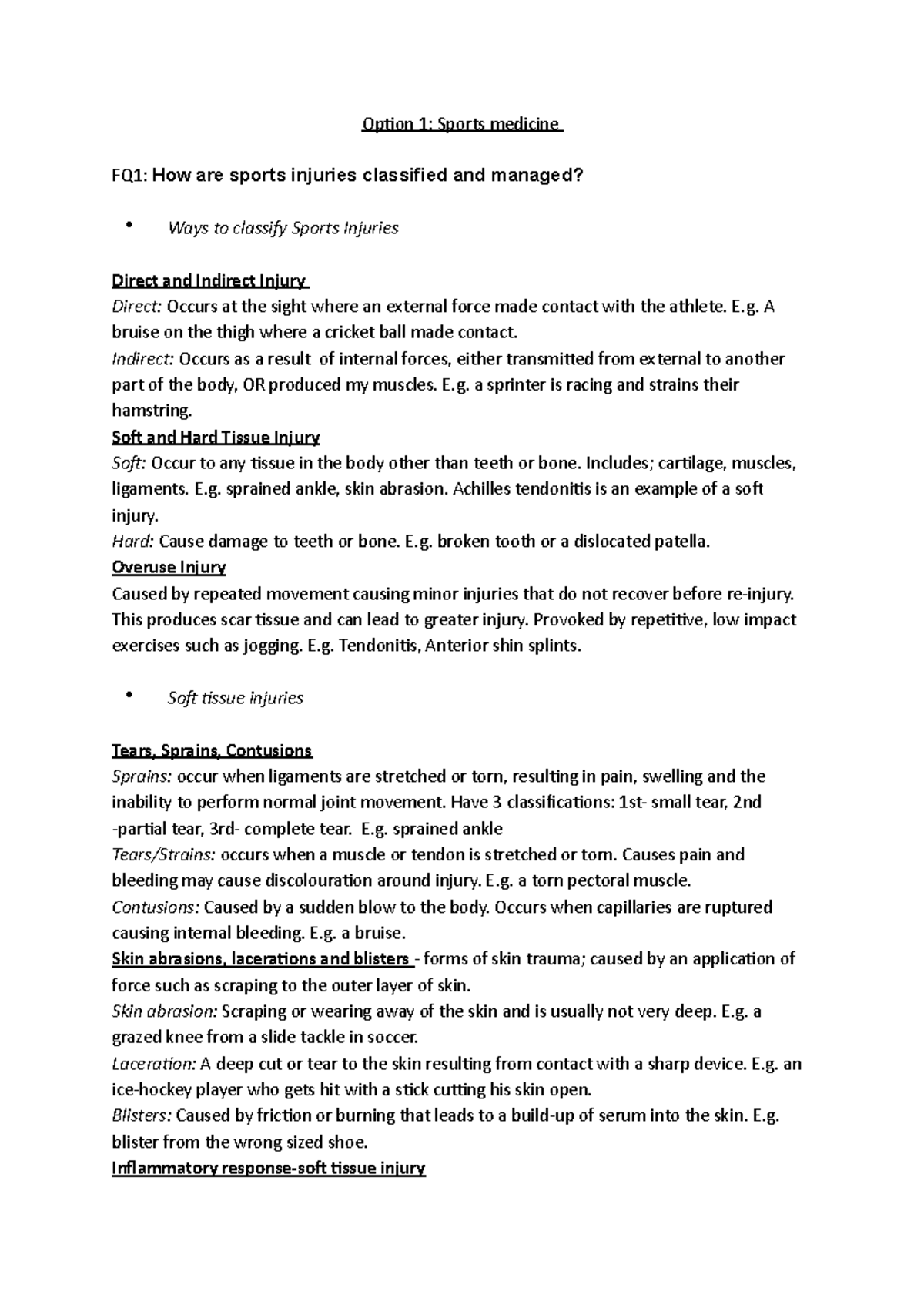 HSC Pdhpe Final Exam Notes: Sports Medicine Insights and Management ...