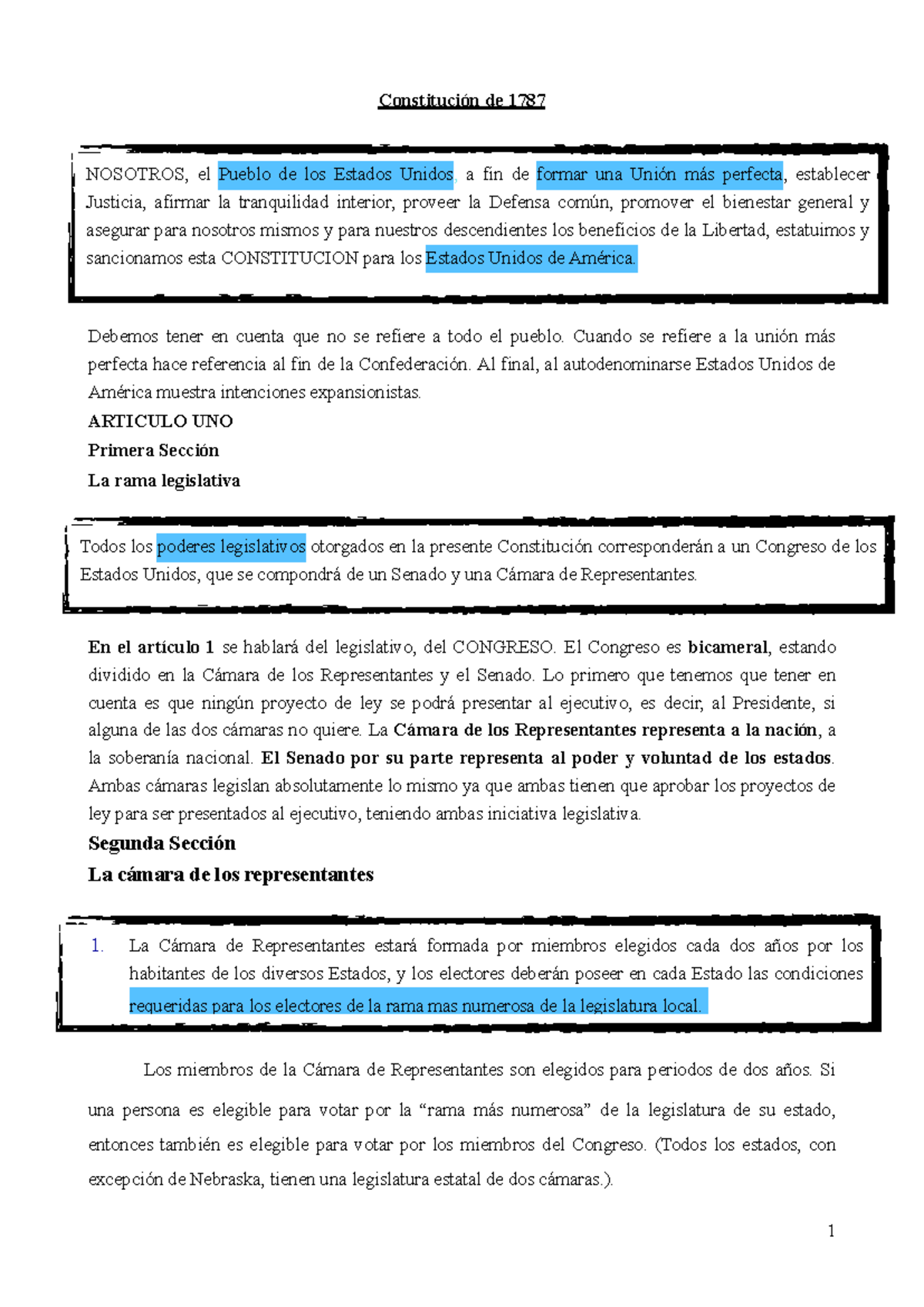 La Constitución 1787. Comentario. Historia de los EEUU - Historia de ...