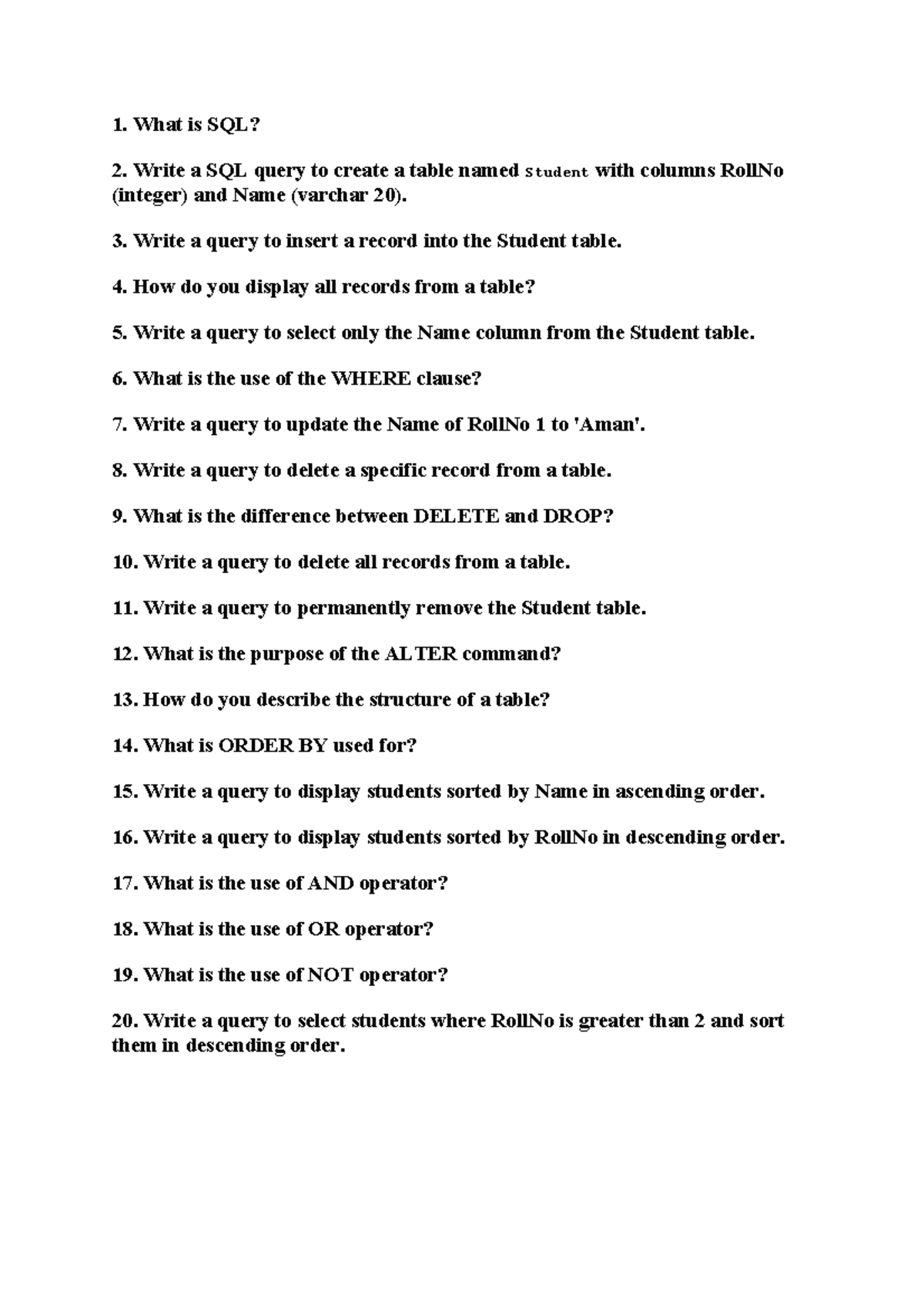 SQL Practice Set 4 GD8 - Essential Queries and Commands - Studocu