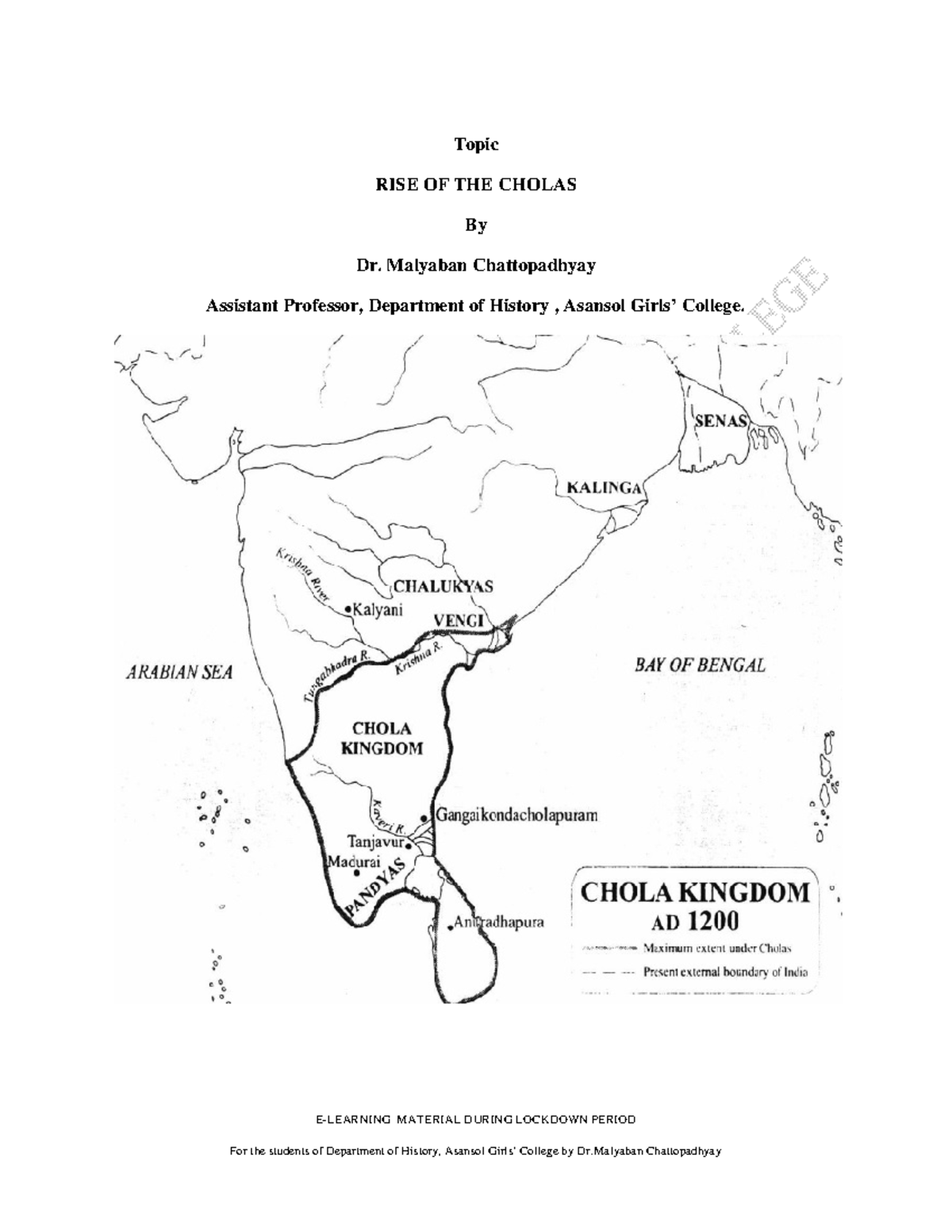 Cholas - This pdf talks about the early history of the chola empire ...