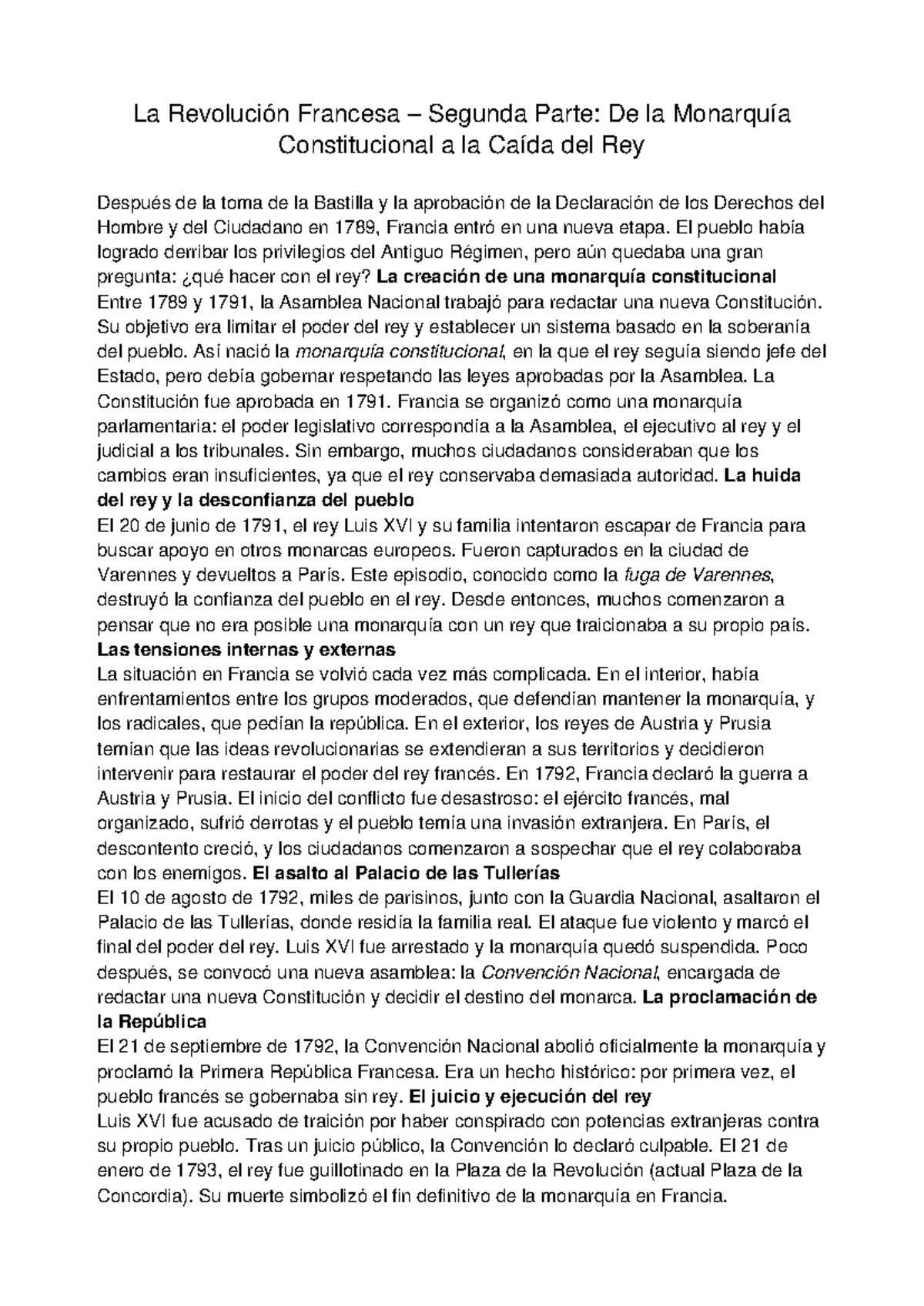 Revolución Francesa: De la Monarquía Constitucional a la República ...