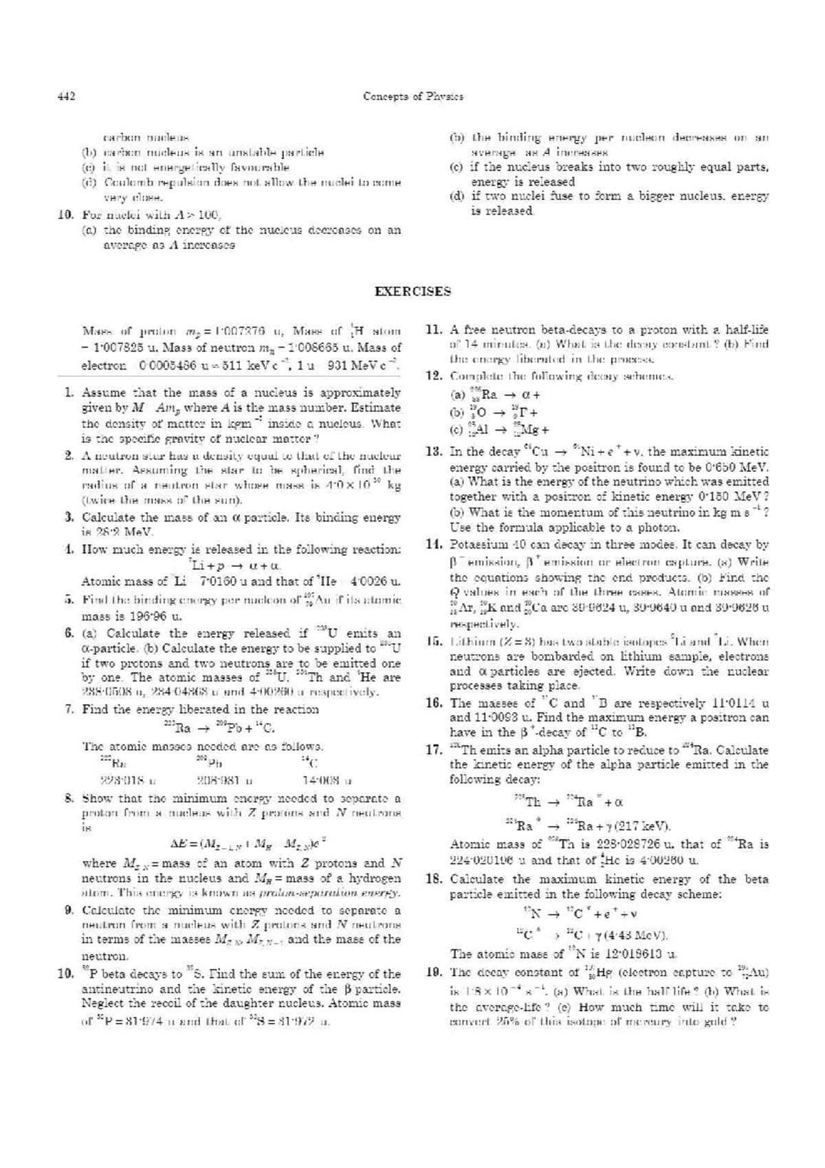 Nucleus Concepts and Exercises - PHYS 442 Study Guide - Studocu