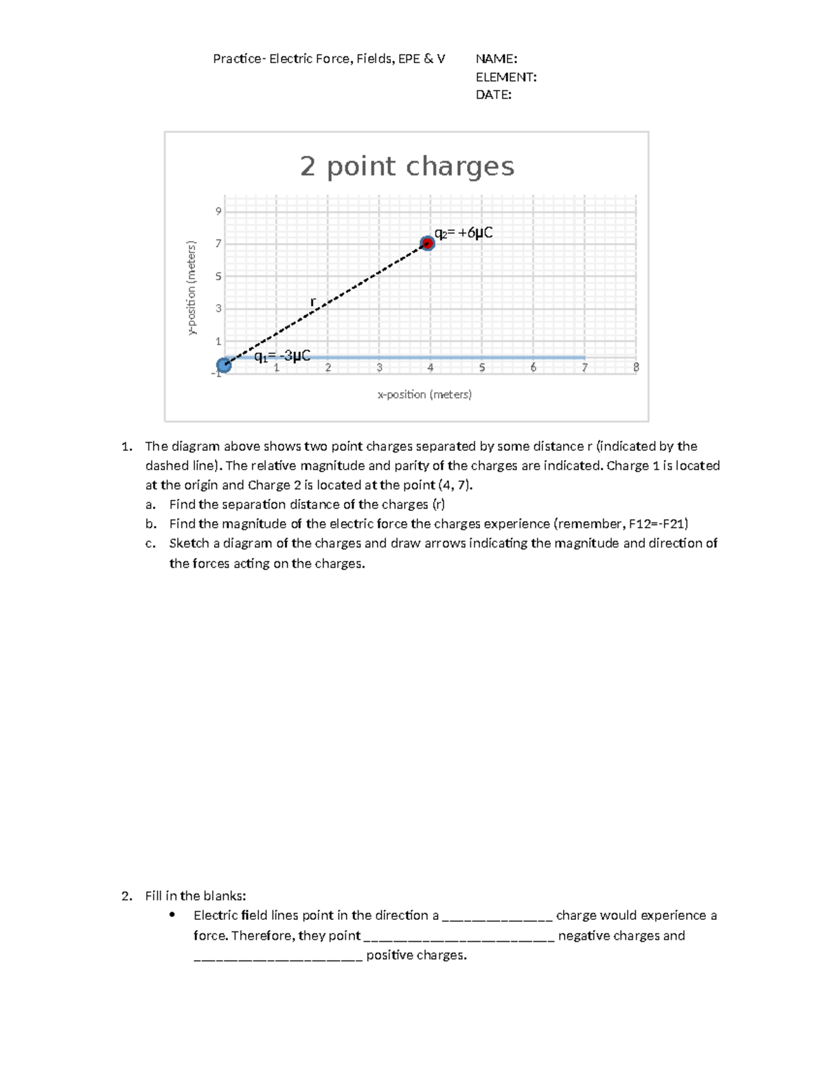 01 Electric Force and Fields Practice Questions - Studocu