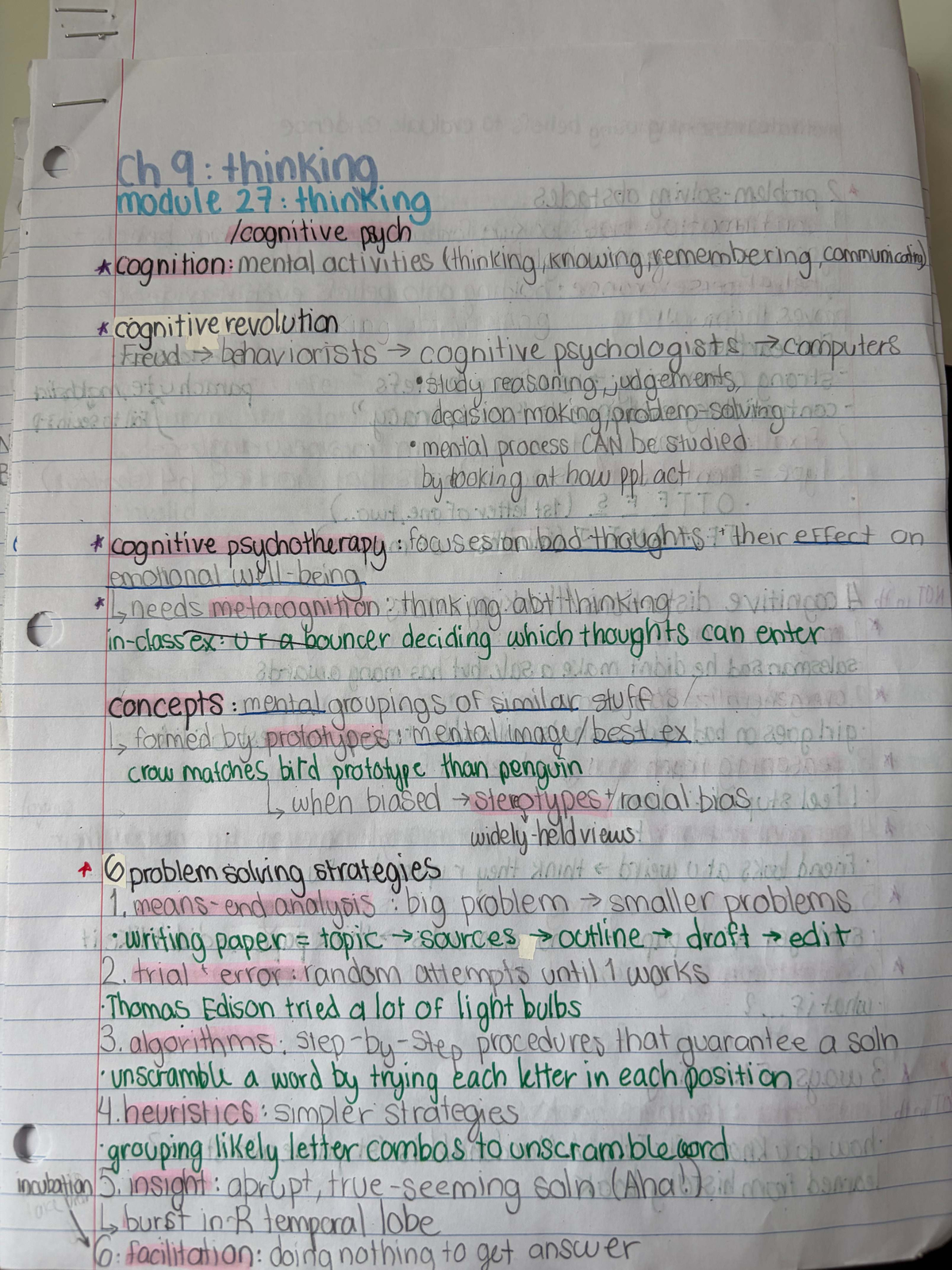 Psych 2799: Chapter 9 - Thinking and Cognitive Processes Notes - Studocu