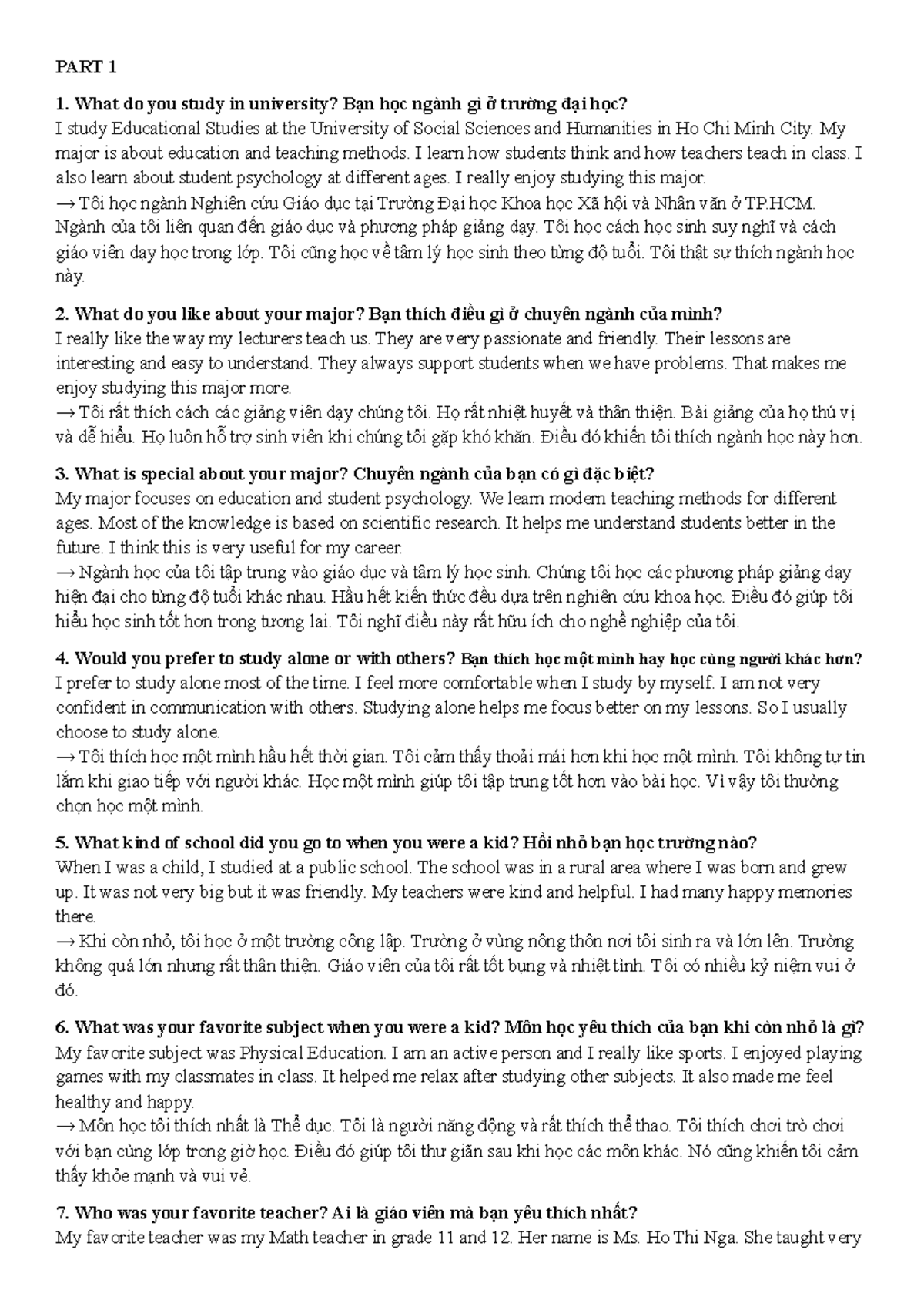 PART 1 - Speaking Skills in Educational Studies (EDU 101) - Studocu