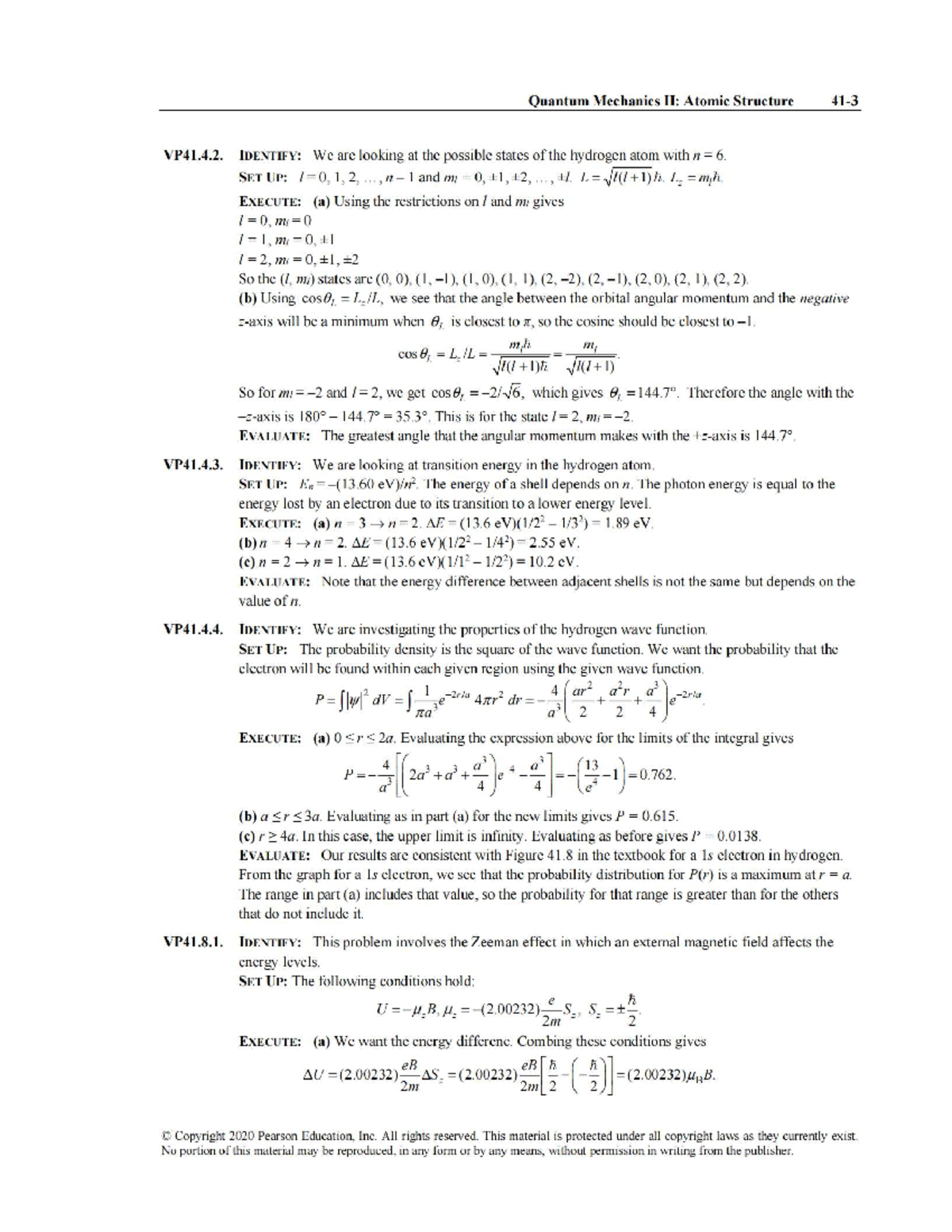 Quantum Mechanics II: Hydrogen Atom States & Properties VP41.4.2 - Studocu