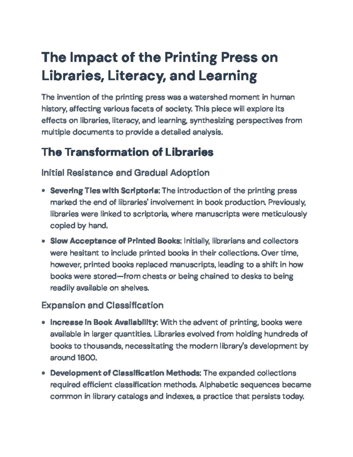 The Impact of the Printing Press on Libraries, Literacy & Learning ...