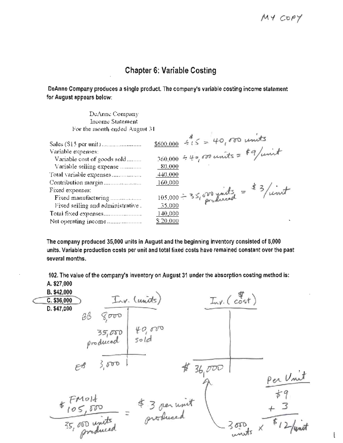 Chapter 6: Variable Costing & Absorption Costing Analysis (CST 102) - Studocu