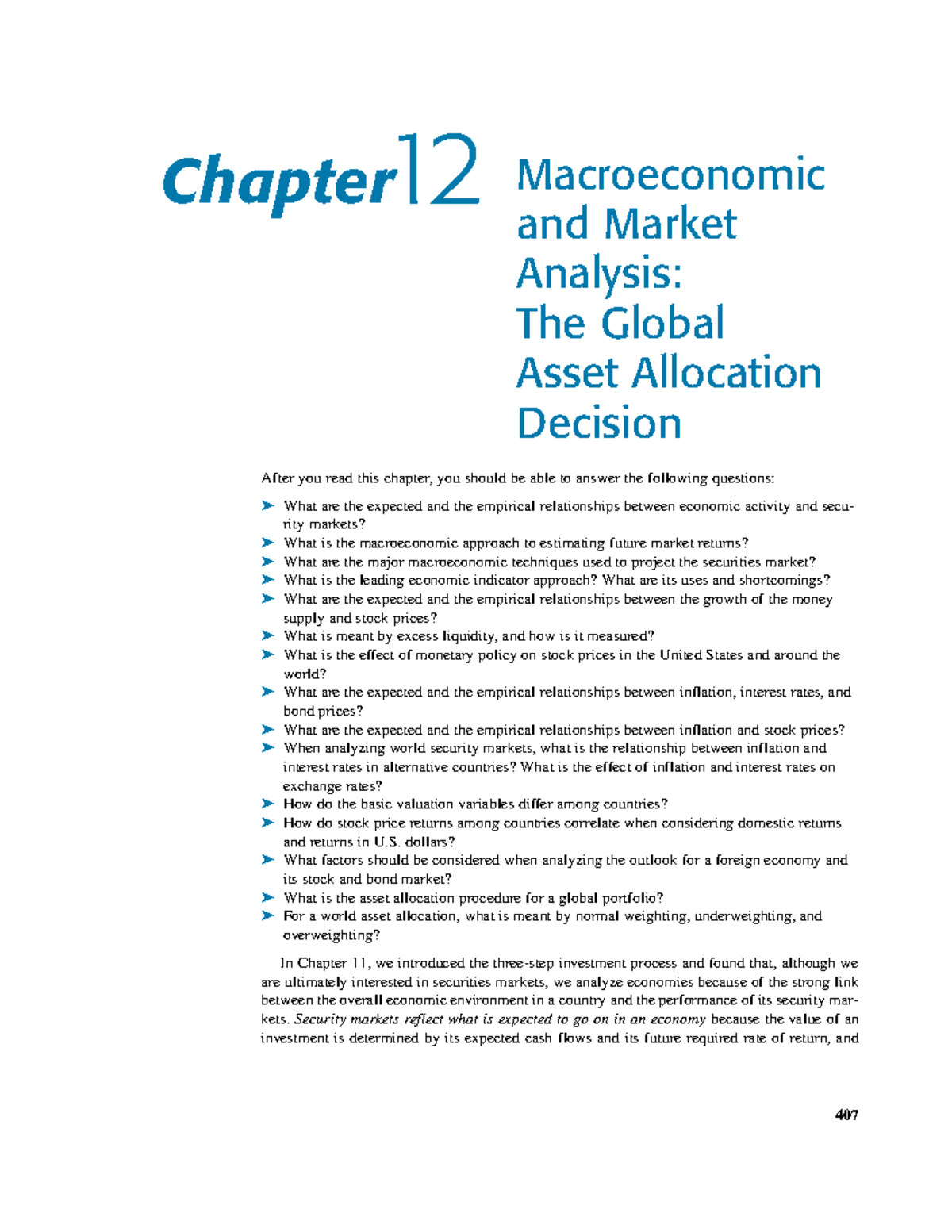Chapter 12: Macroeconomic & Market Analysis - Global Asset Allocation ...