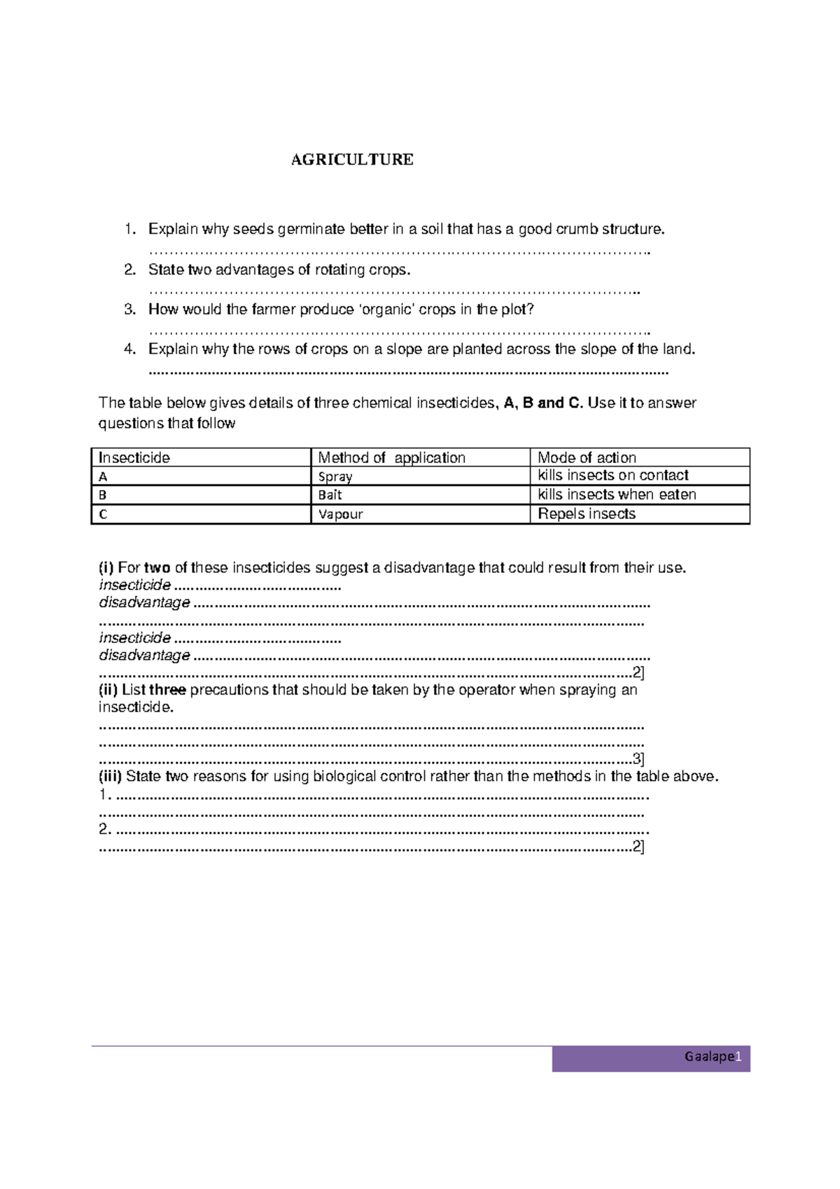 AGRIC 101 Final Exam Revision Questions and Key Concepts - Studocu