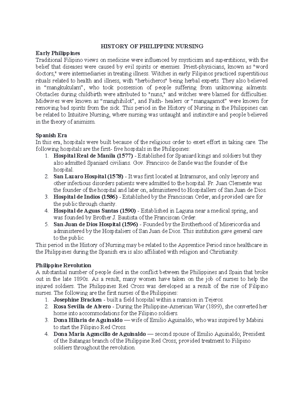 HIST 301: History of Nursing in the Philippines - A Comprehensive ...