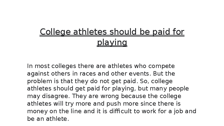 College Athletes Should Be Paid: A Case for Fair Compensation - Studocu