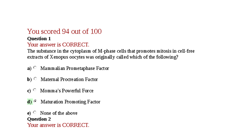 2016 Spring - Cell Cycle & Mitosis Test Review - Studocu