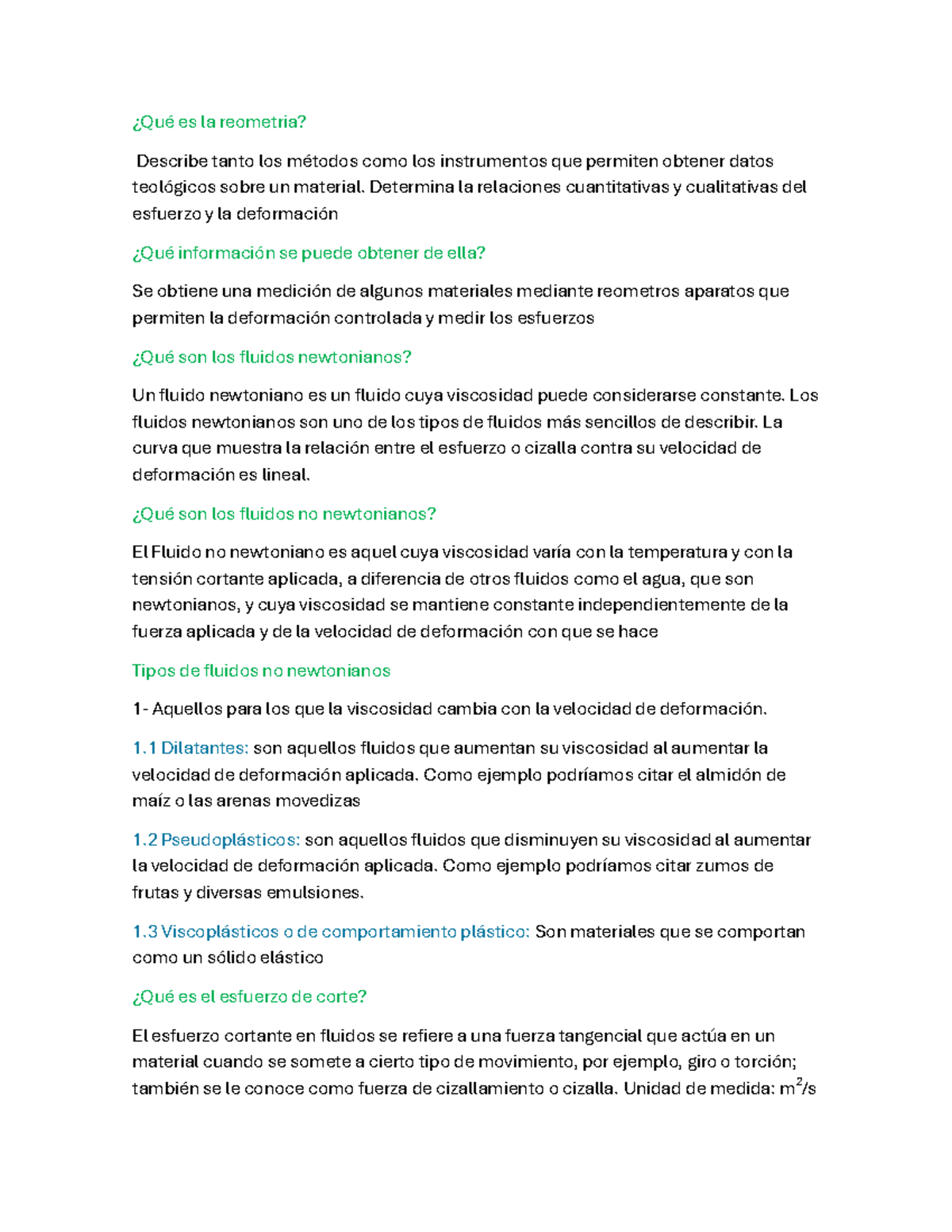 Reometría: Métodos y Características de Fluidos Newtonianos y No ...