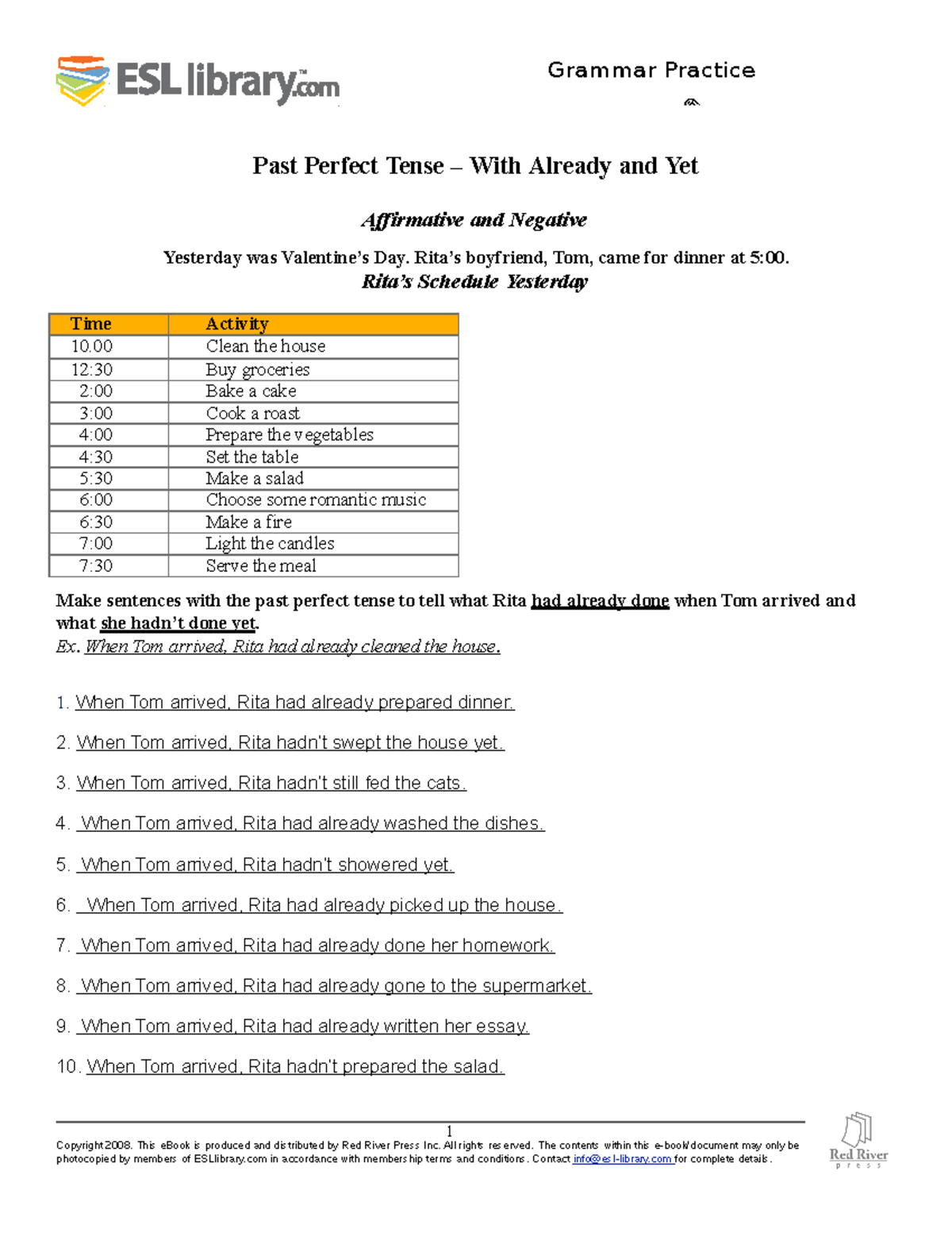 Past Perfect Tense Notes - ESL Grammar Practice (ESL-101) - Studocu