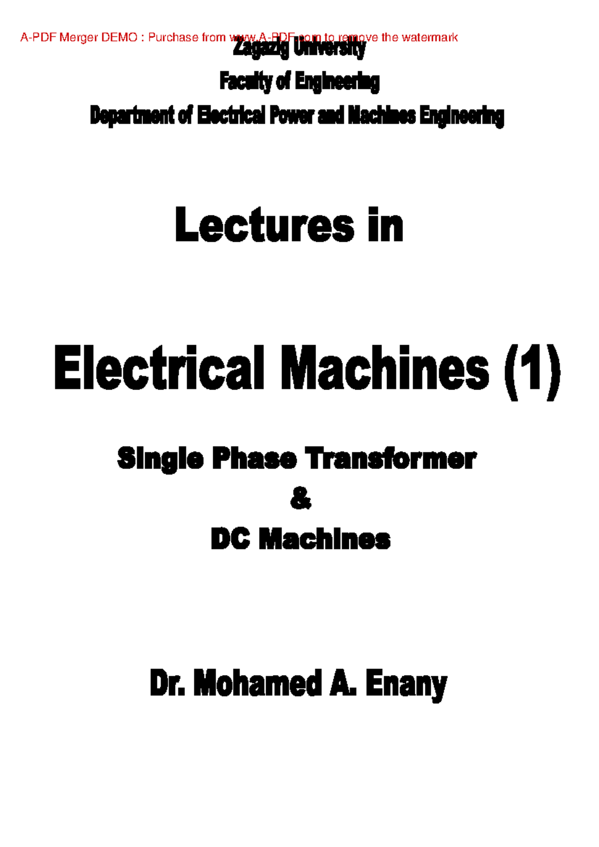 Lecture Notes on Electrical Machines (ELECT101) - Chapter 1: Magnetic ...