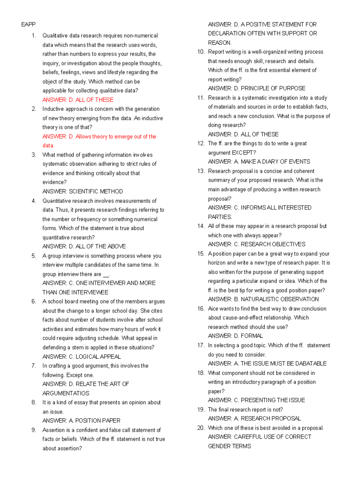 EAPP - NOTES - EAPP Qualitative data research requires non-numerical ...