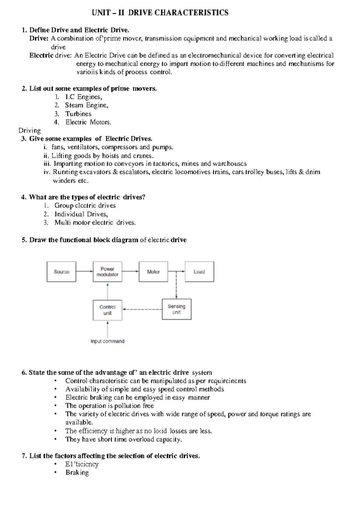 Unit II EDA - Comprehensive Overview of Electric Drive Characteristics ...