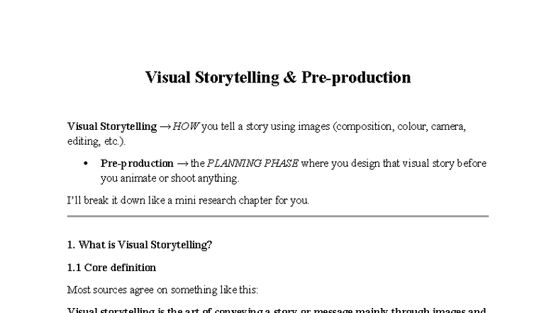 Visual Storytelling & Pre-Production: A Guide for ANIM 101 Students ...