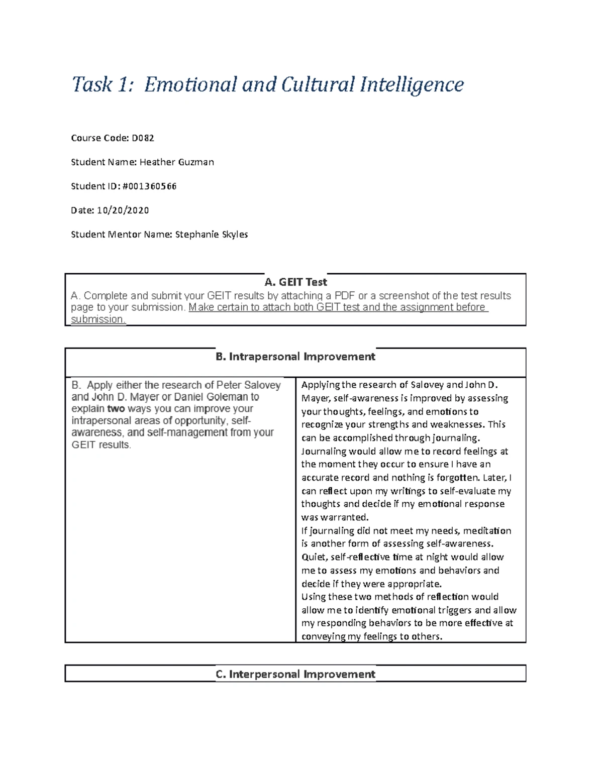 D078 Task 2 - Passed - D078 TASK 2 SUBMISSION Task 2: Legal and Ethical ...