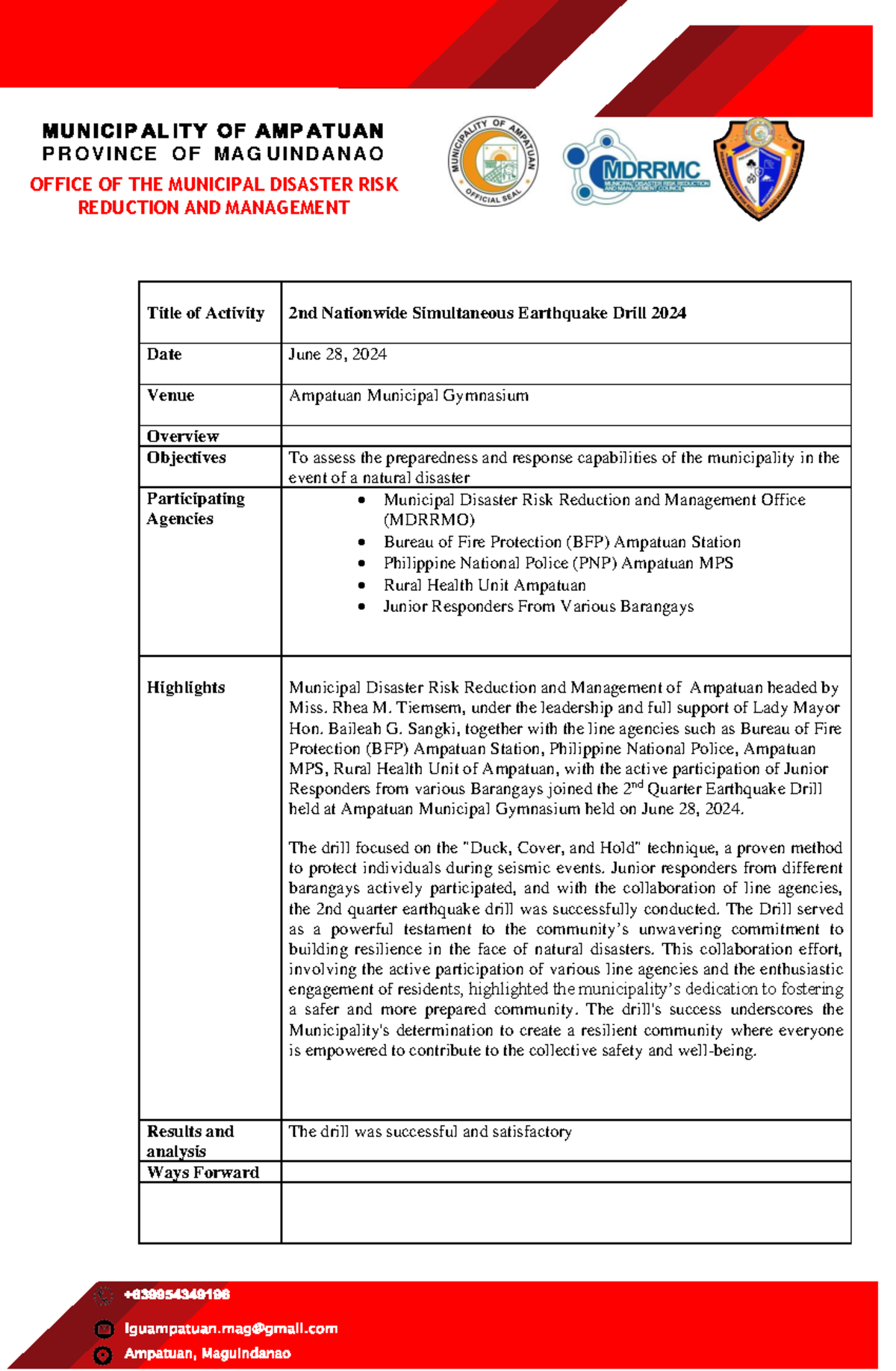 2nd-Quarter-Nsed - SADASDAS - OFFICE OF THE MUNICIPAL DISASTER RISK ...