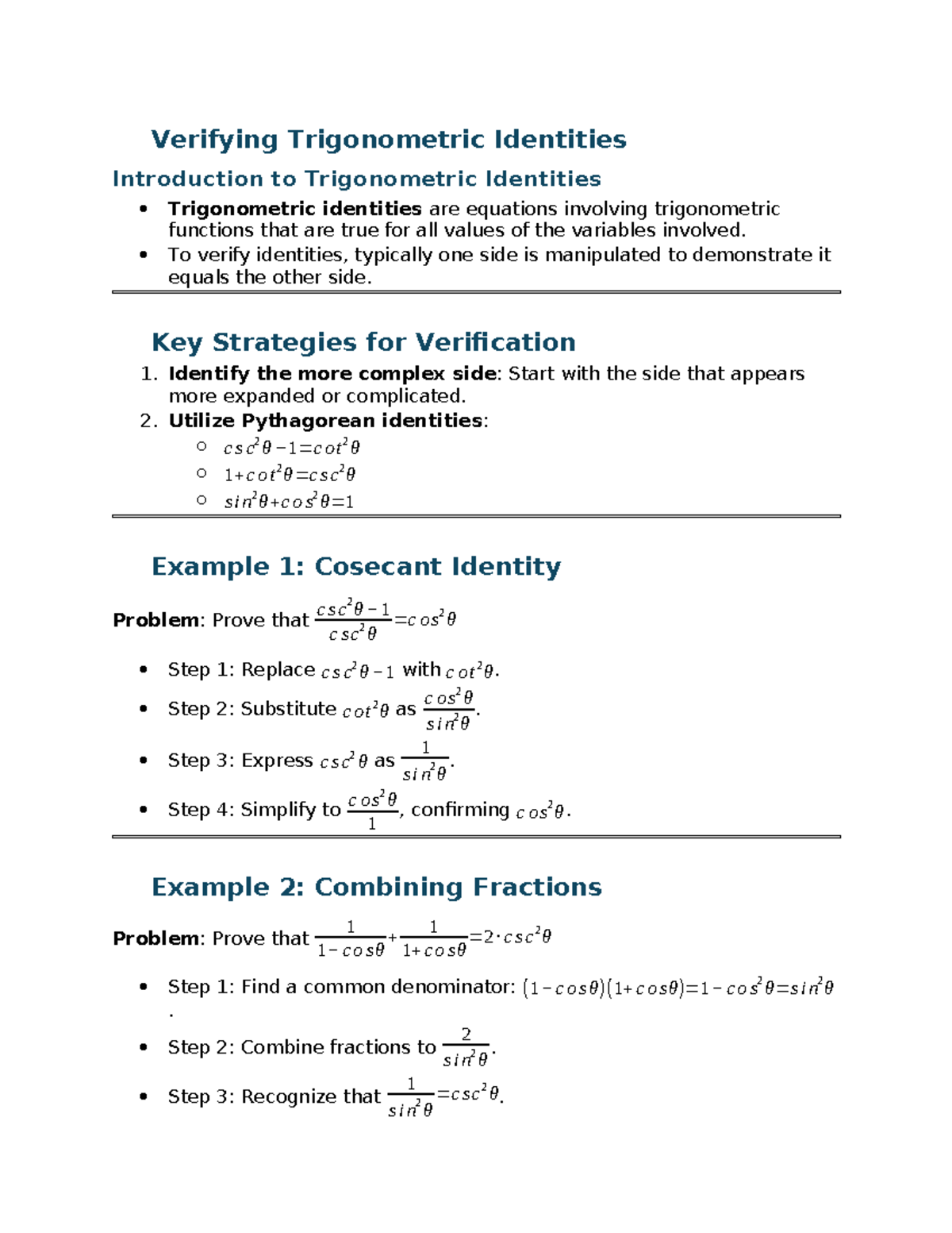 Verifying Trigonometric Identities - Key Strategies and Tips for ...