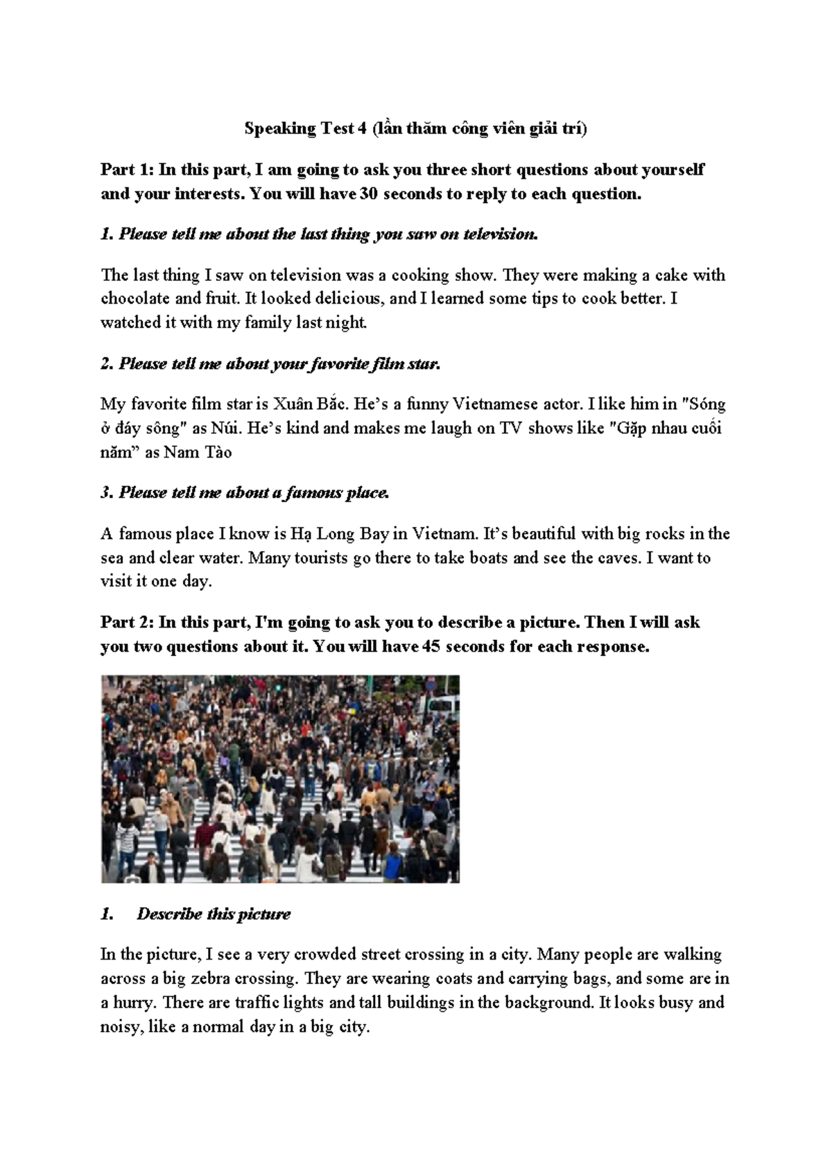 Speaking Test 4 (Spt04): Discussing Interests & Activities - Studocu