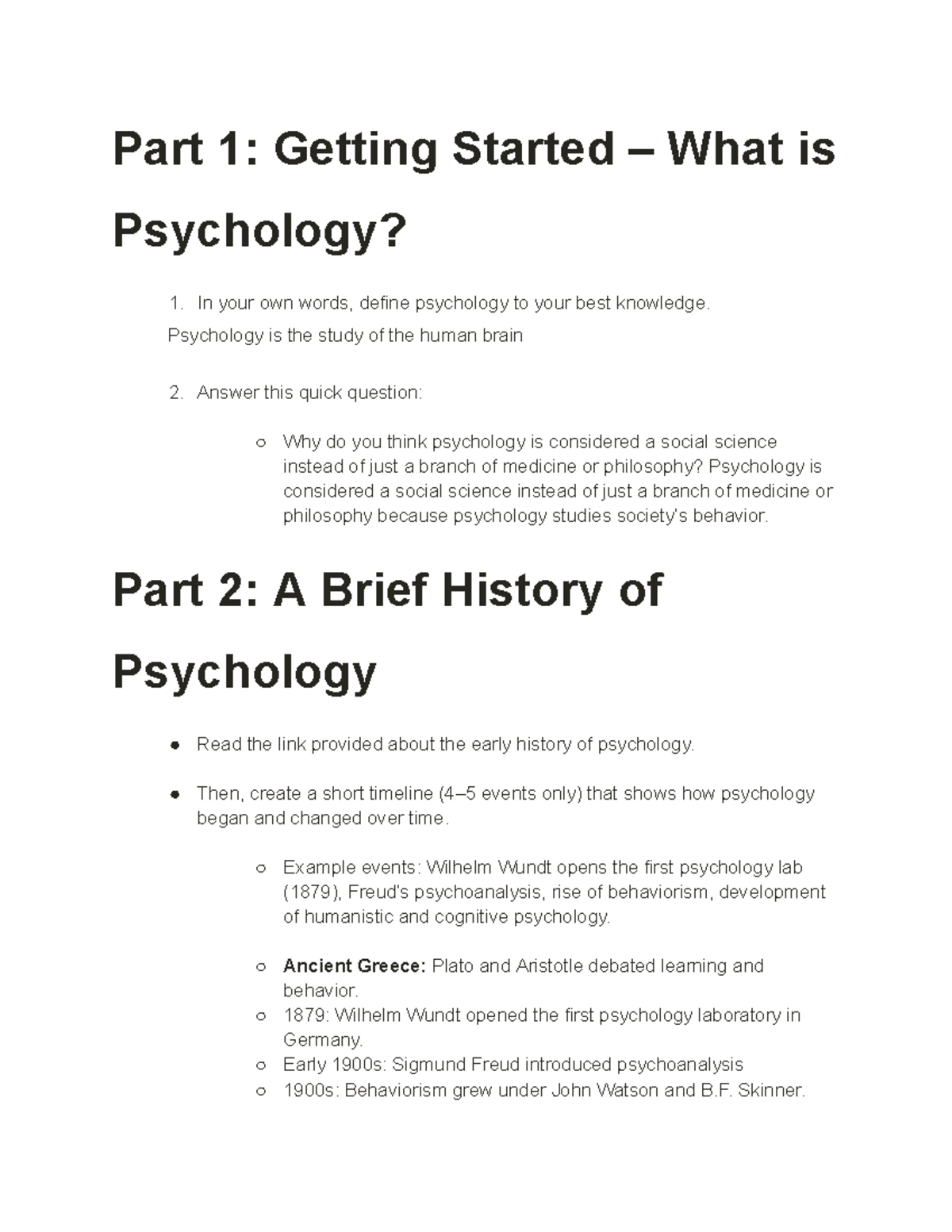 Intro to PSY 101: History & Major Perspectives in Psychology - Studocu