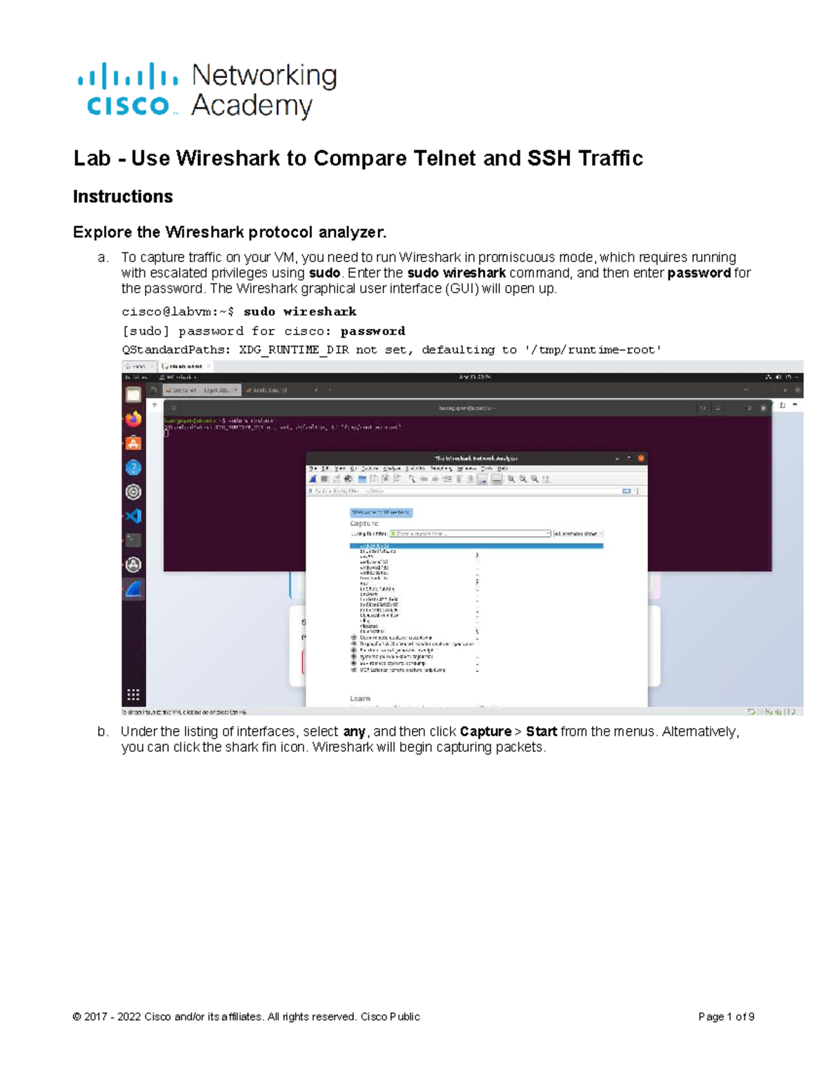 Lab 23-48: Wireshark Analysis of Telnet vs SSH Traffic - Studocu