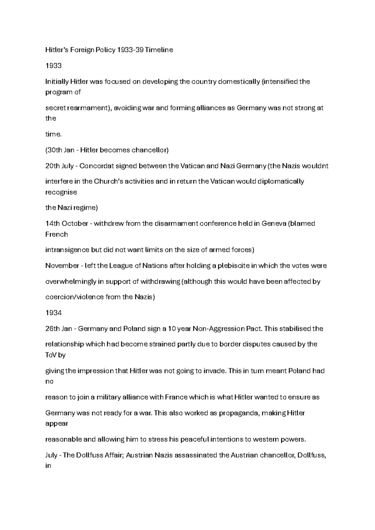 foreign policy. - Hitler’s Foreign Policy 1933 - 39 Timeline 1933 ...